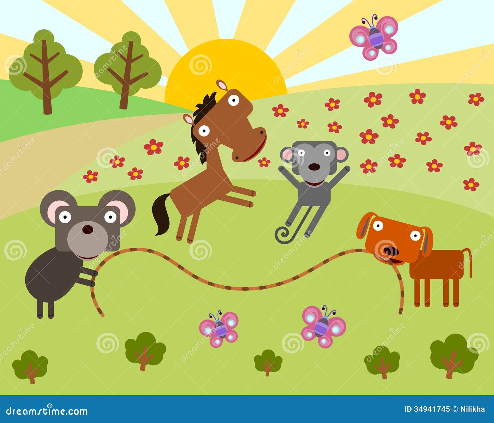 Animal jump rope stock illustration. Illustration of mammal - 34941745
