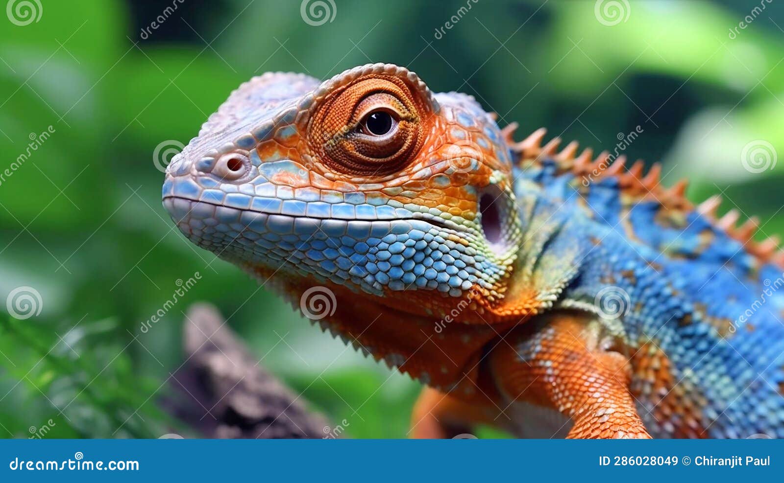 Animal Lizard in Nature Multi Colored and Close Up Stock Illustration ...