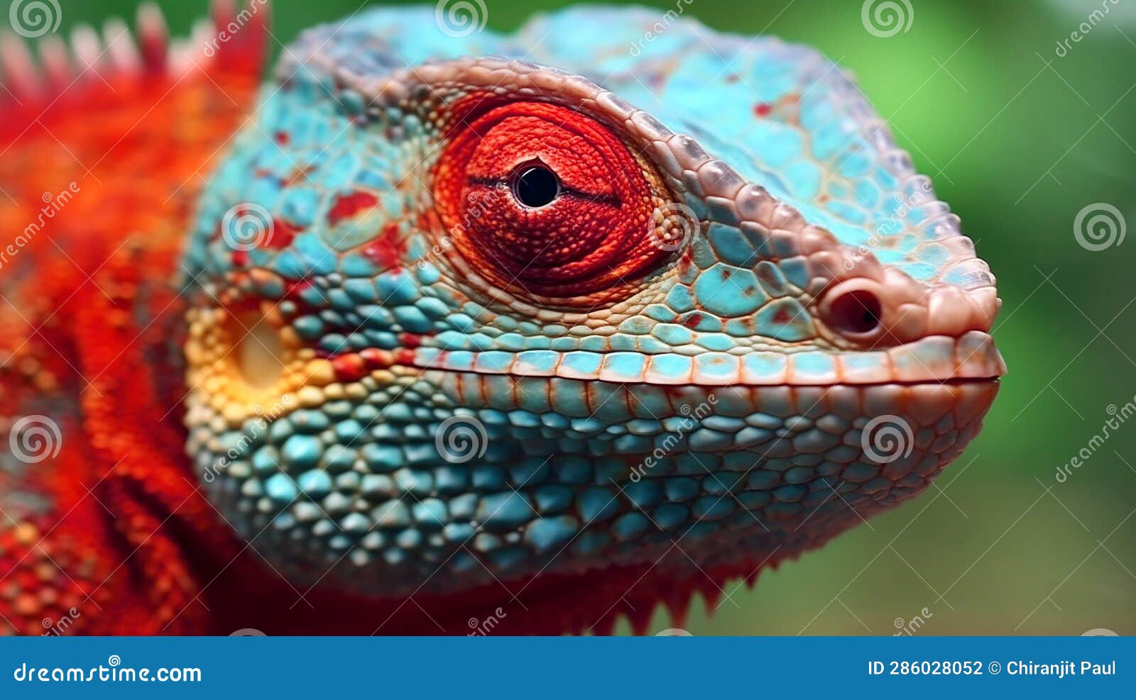 Animal Lizard in Nature Multi Colored and Close Up Stock Illustration ...