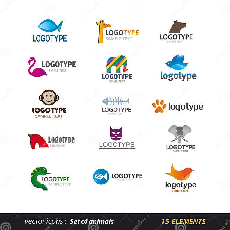 Animal logo set stock vector. Illustration of collection - 29808287