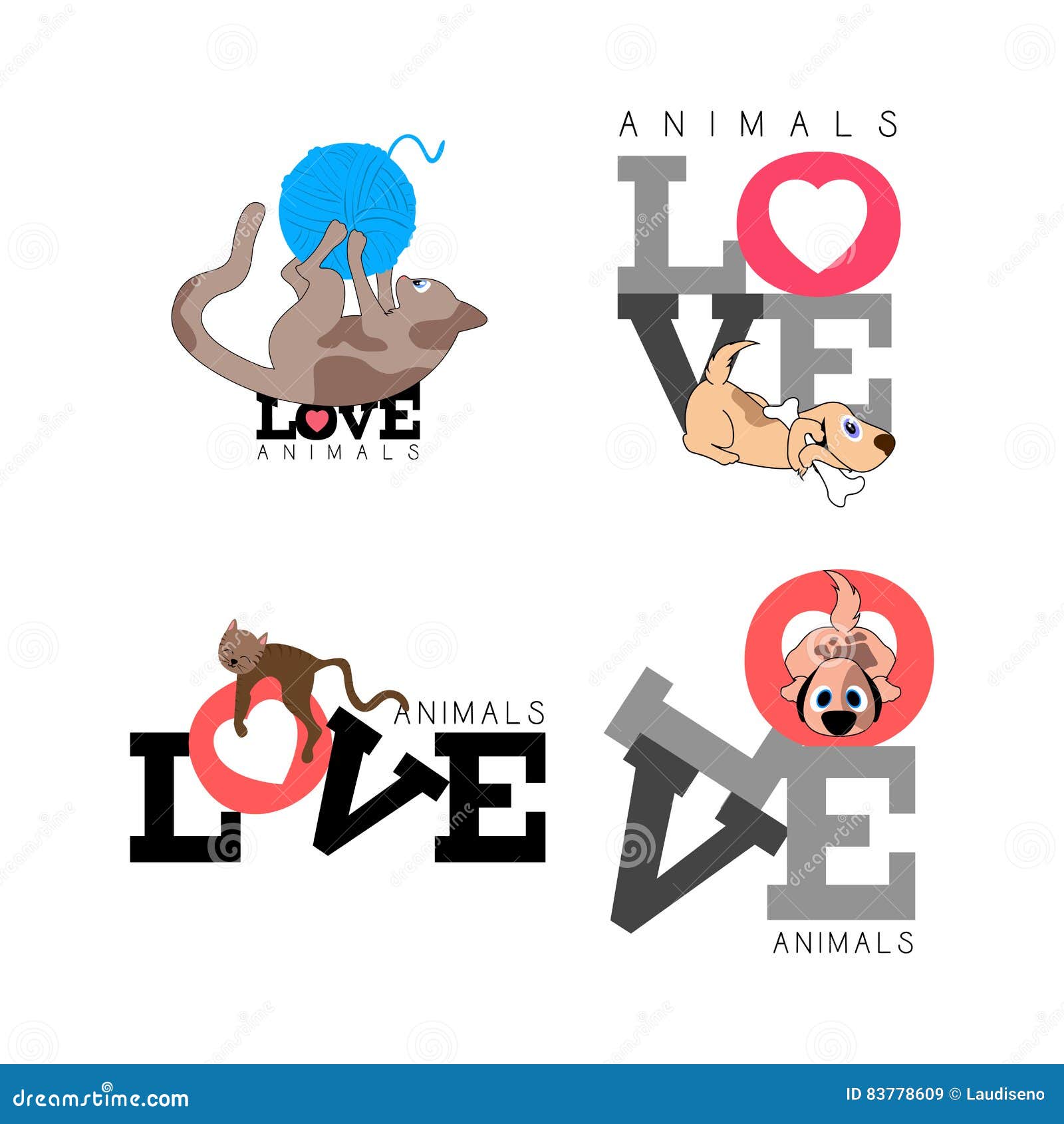 Animal love stock vector. Illustration of hand, cheerful - 83778609