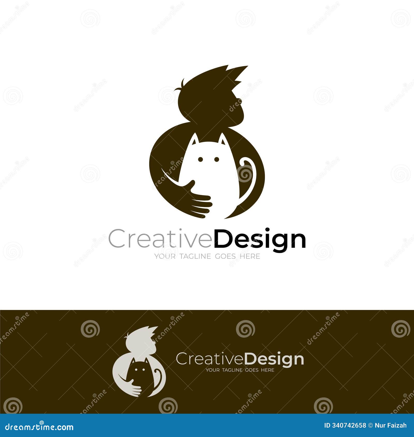 Animal Lover Icon Symbolized by a Person Hugging a Cat Stock ...