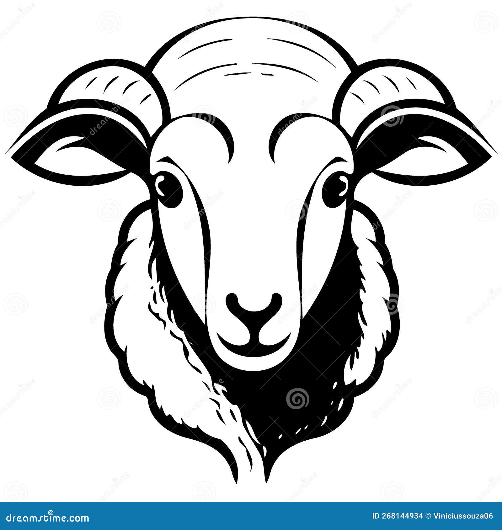 Animal mammal sheep head stock vector. Illustration of outline - 268144934
