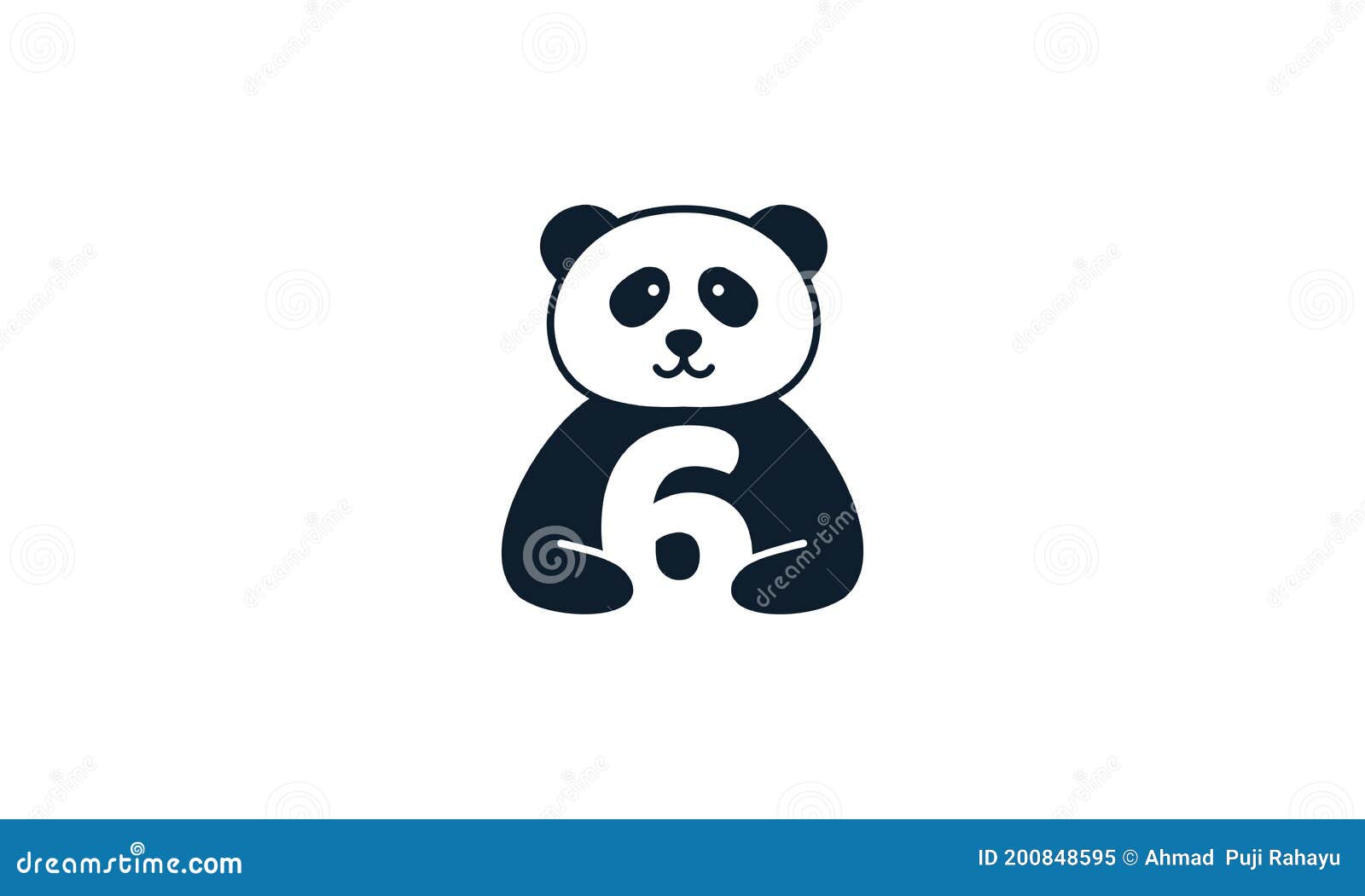 Animal Mammals Panda Cute with Number 6 Vector Stock Vector ...