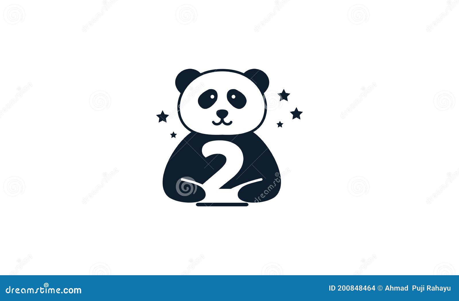 Animal Mammals Panda Cute with Number 2 Vector Icon Mascot Stock Vector ...