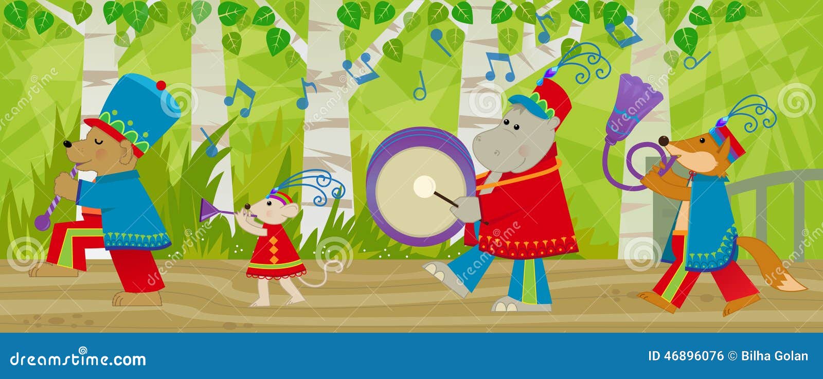 Animal Marching Band stock vector. Illustration of cute - 46896076