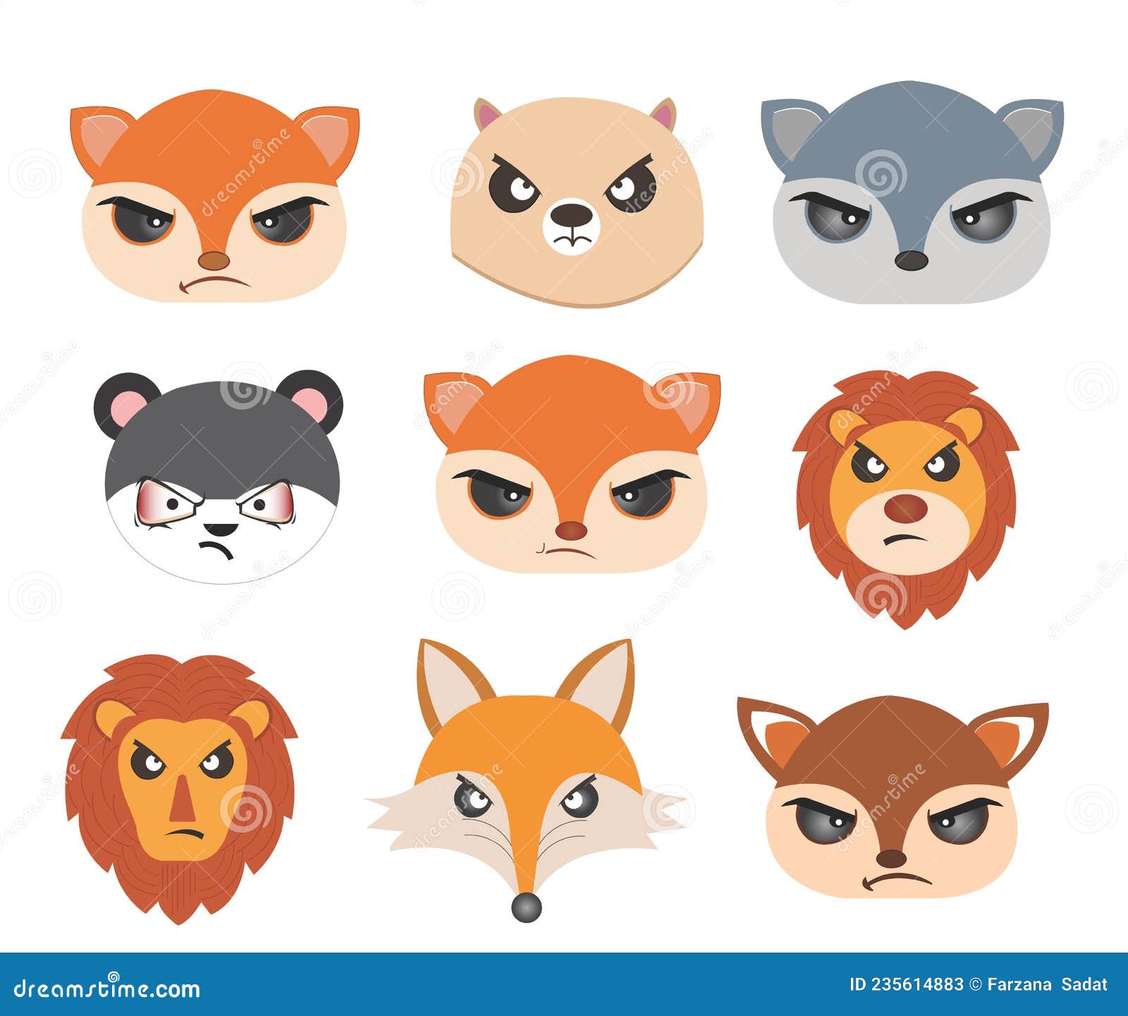 Animal Meme Character with Emotions Stock Vector - Illustration of ...