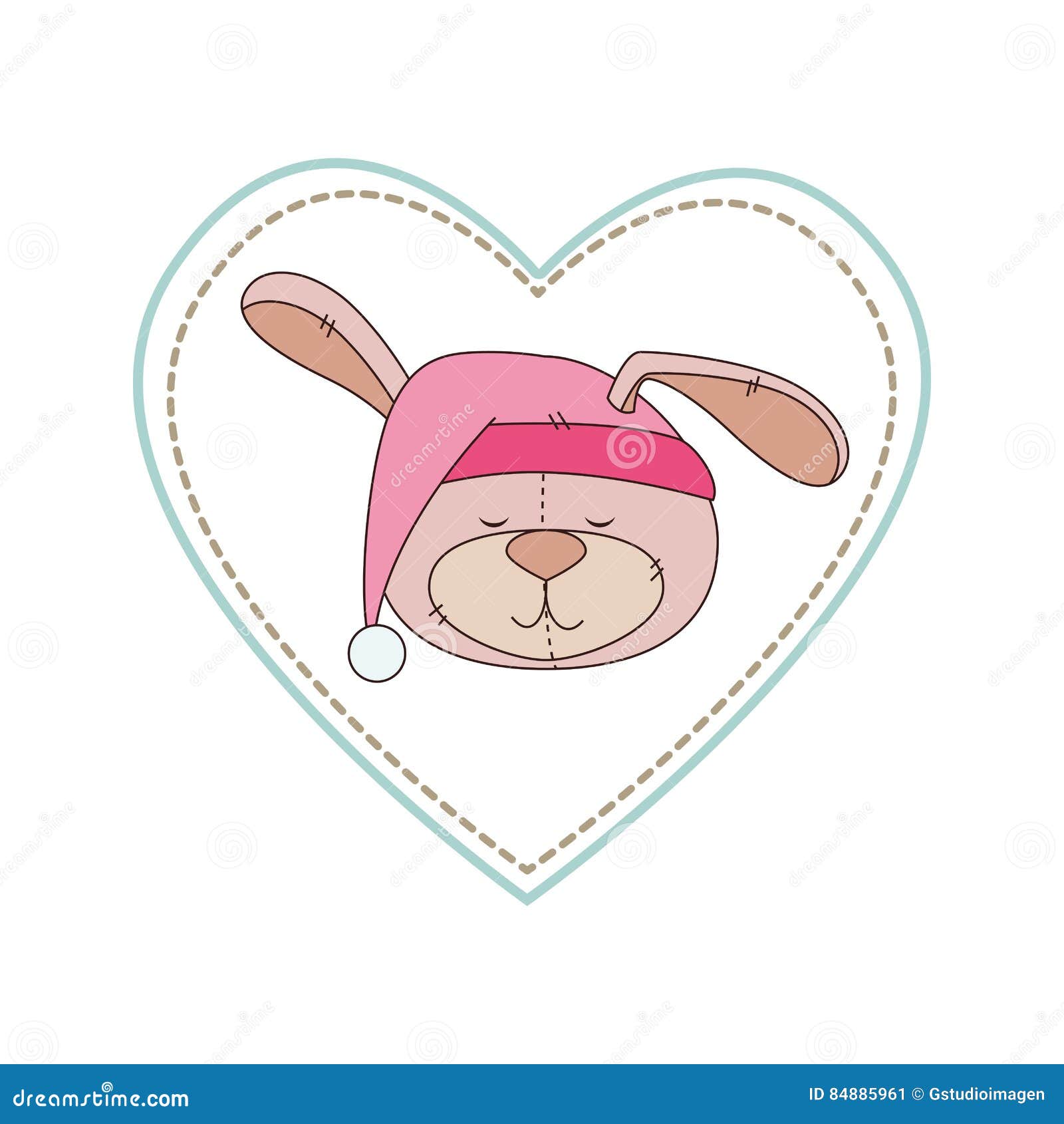 Animal Mignon Avec Le Coeur De Cadre Illustration Stock - Illustration ...