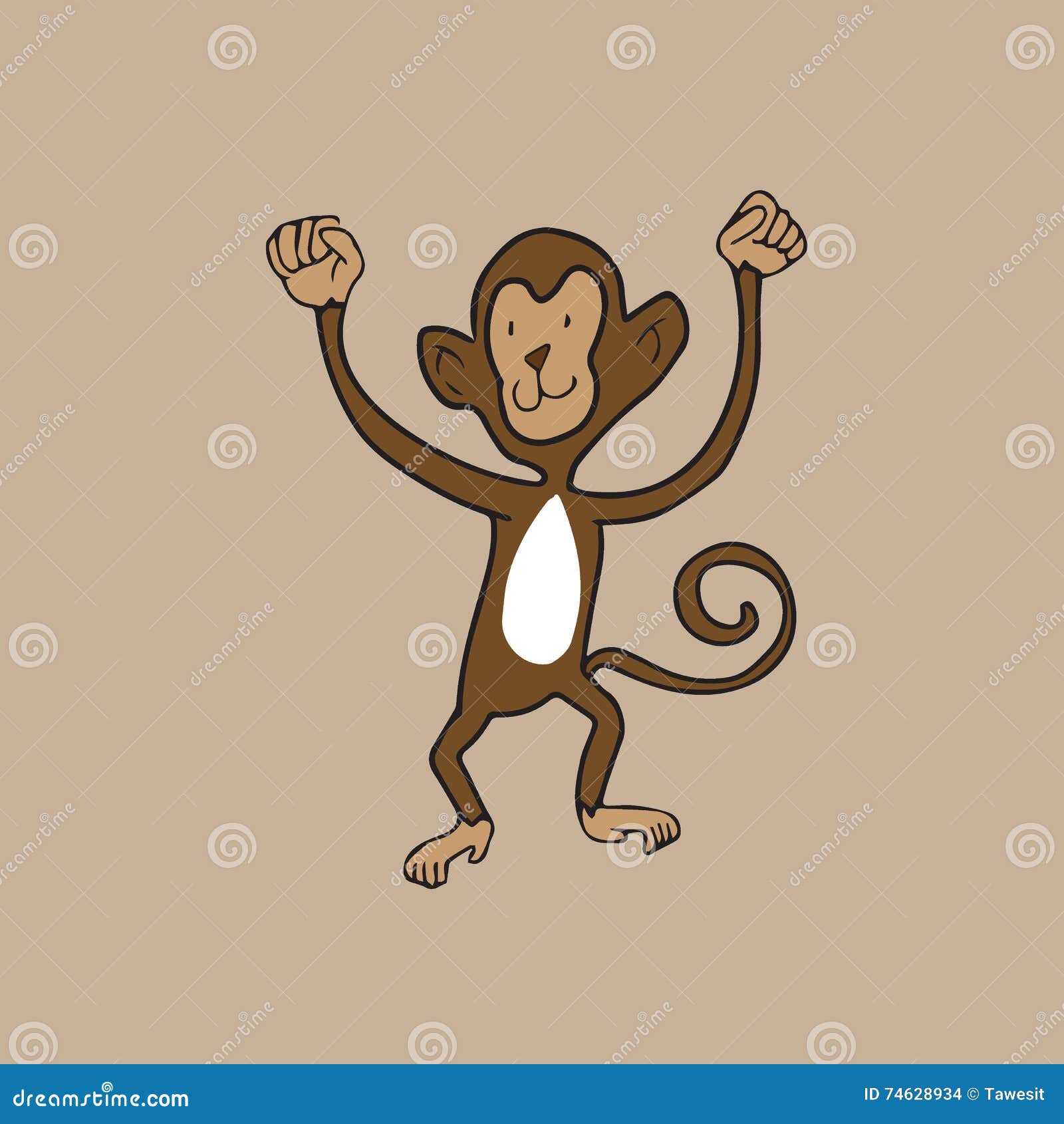 Animal monkey hands up stock vector. Illustration of animal - 74628934