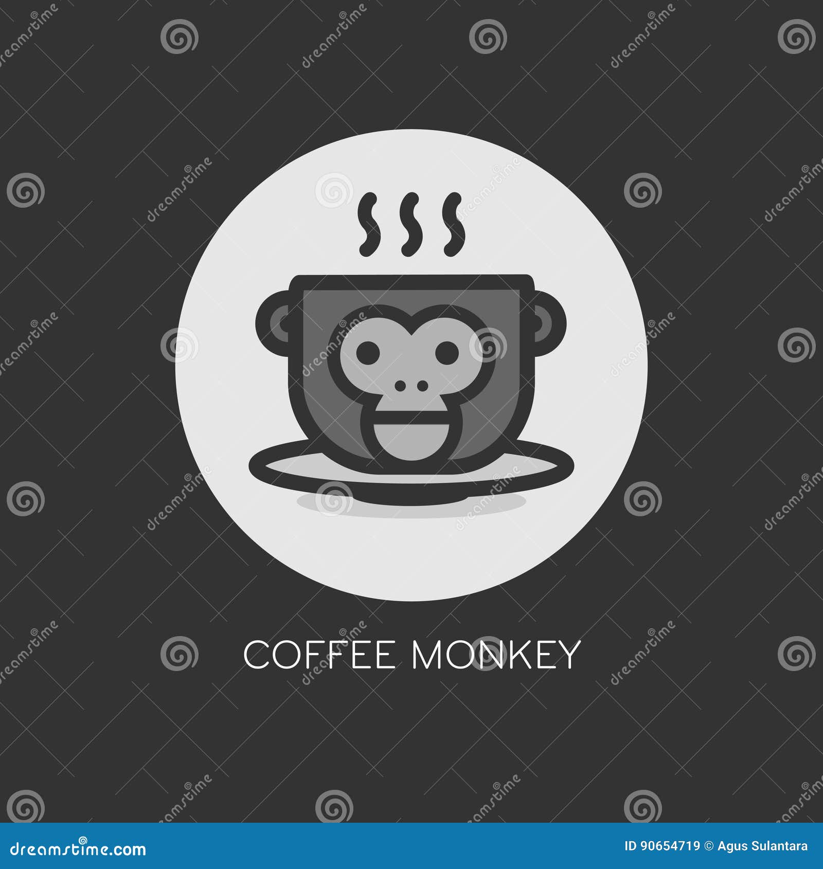 Animal Monkey Head Hot Coffee Cup Icon Logo Design Stock Vector ...