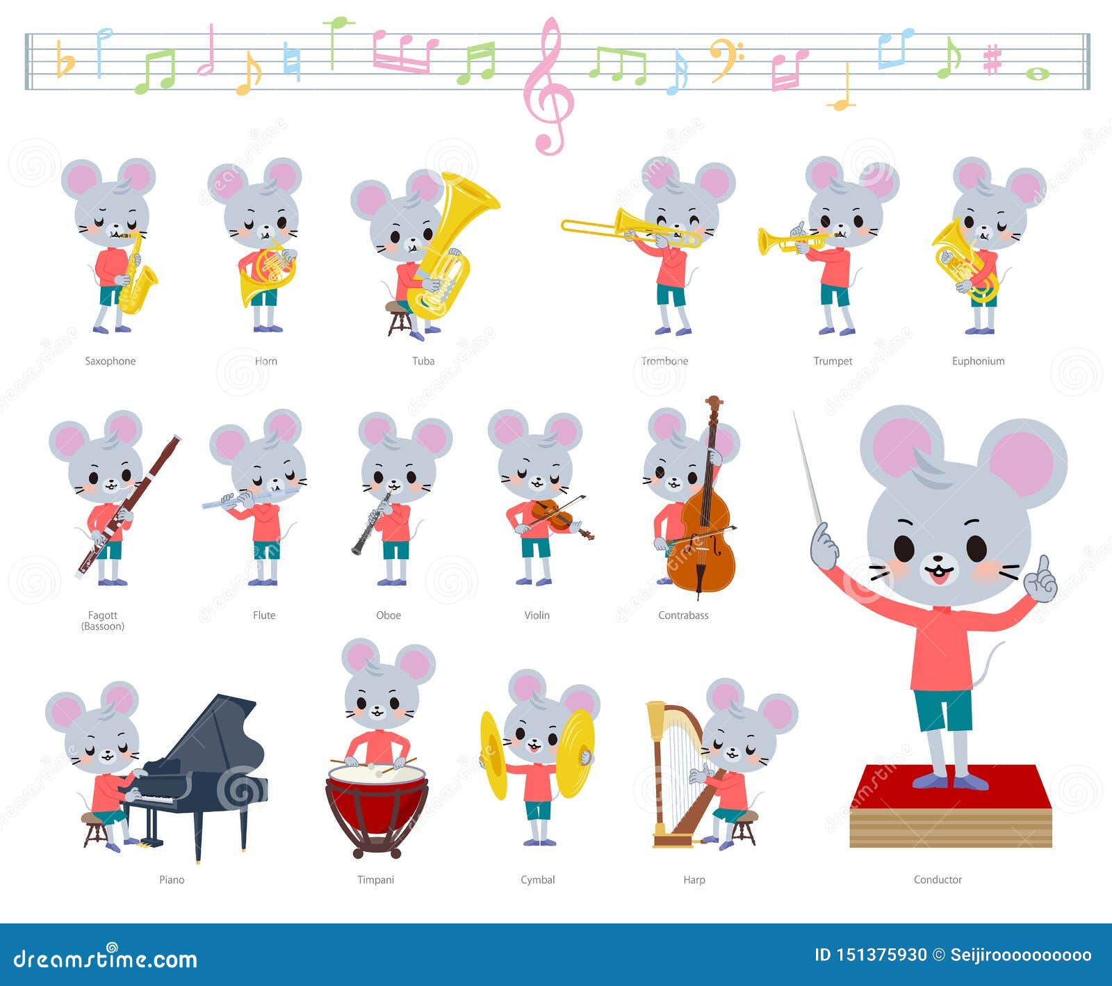 Animal Mouse Boy_classic Music Stock Vector - Illustration of piano ...