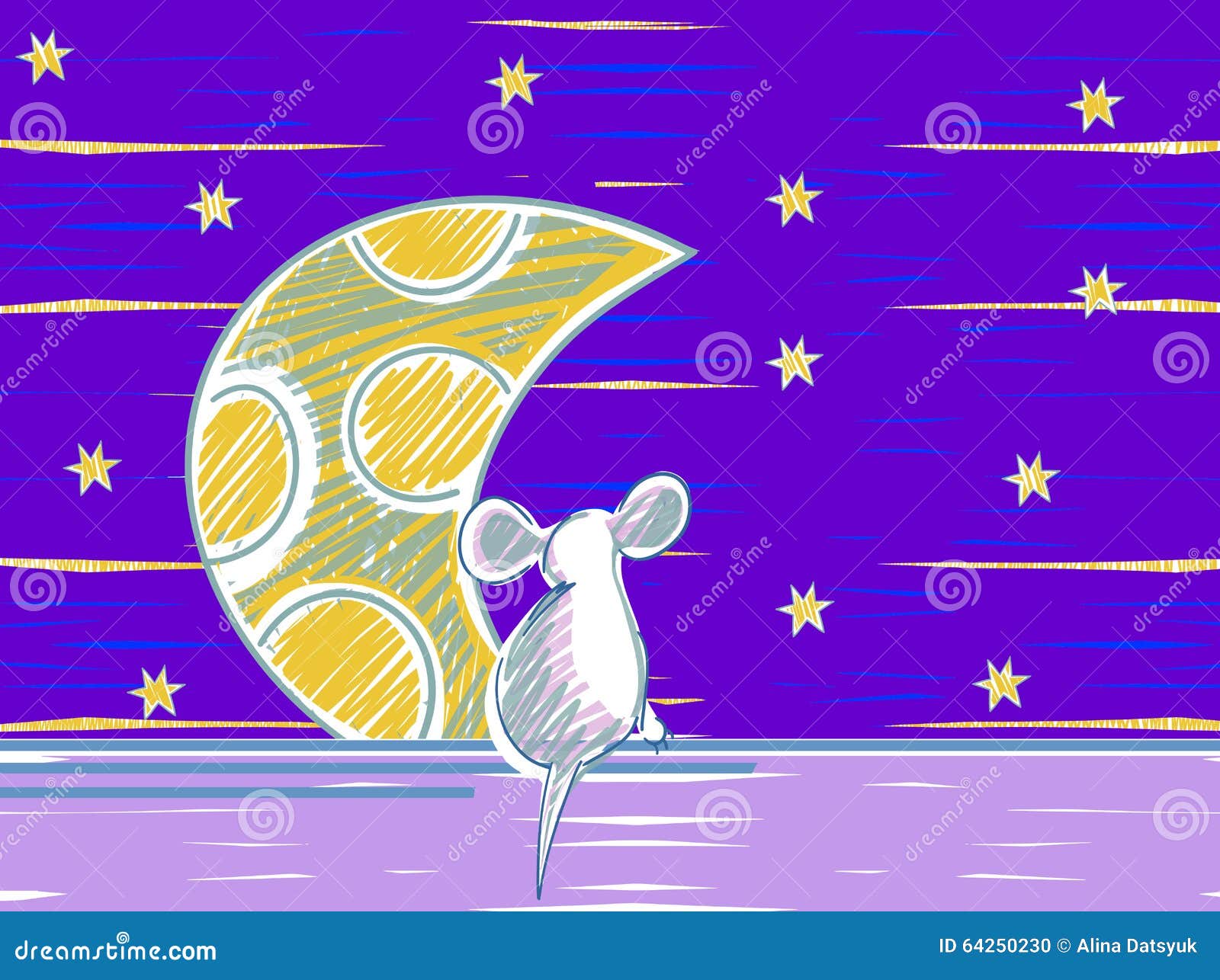Animal Mouse Cartoon Theme Elements. Starlight Night Stock Vector ...
