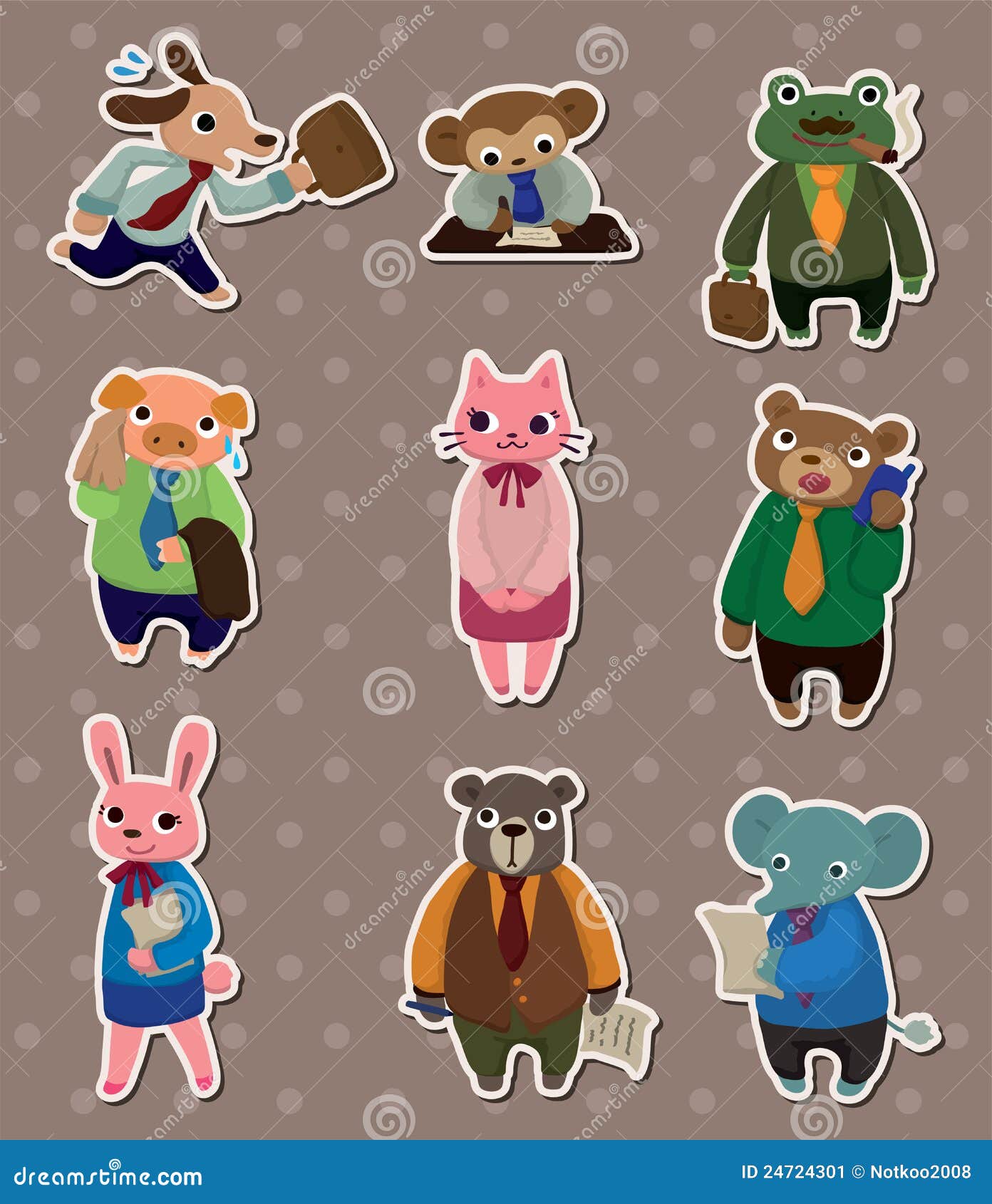 Animal Office Worker Stickers Stock Vector - Illustration of document ...