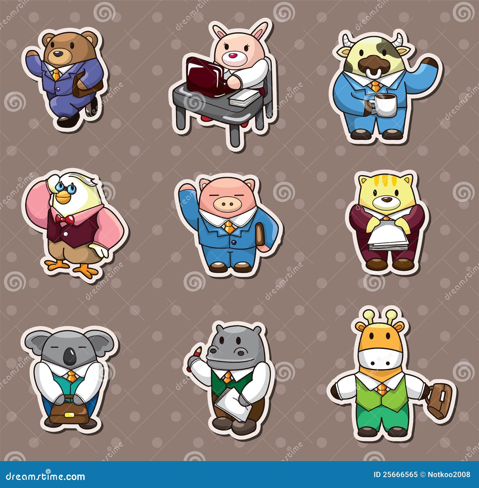 Animal Office Worker Stickers Stock Vector - Illustration of giraffe ...