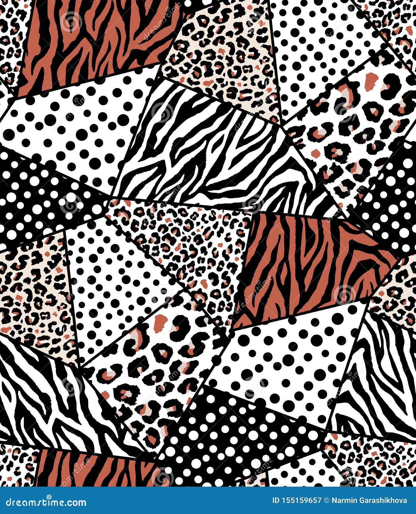 Animal Patchwork Pattern. Seamless Textile Design. Stock Illustration ...