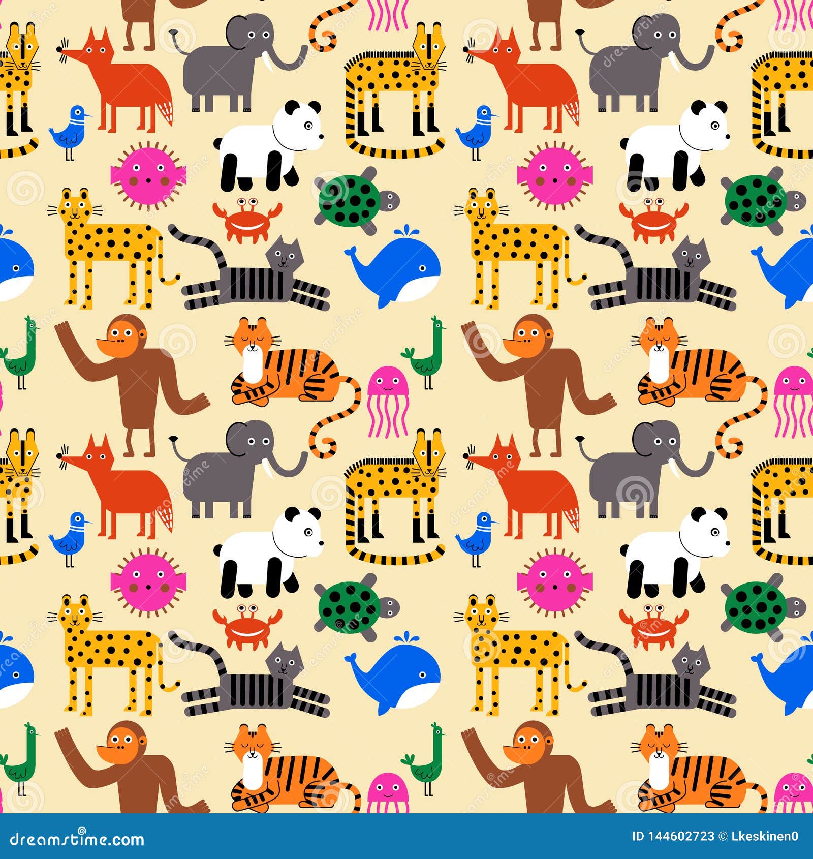 Animal Pattern Flat Illustration Stock Vector - Illustration of cute ...