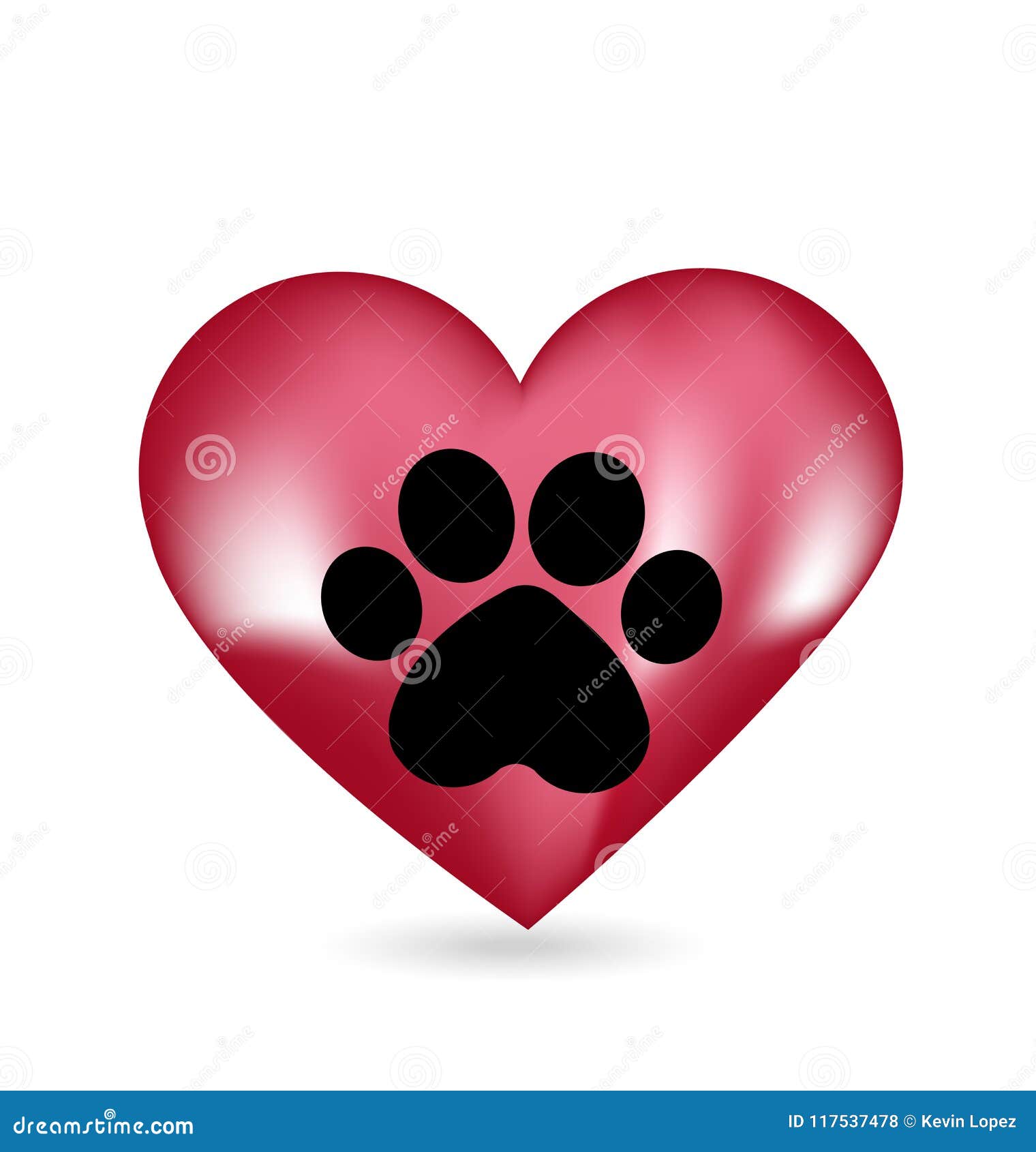 Animal Paw and Heart, Vector Icon. Stock Vector - Illustration of ...