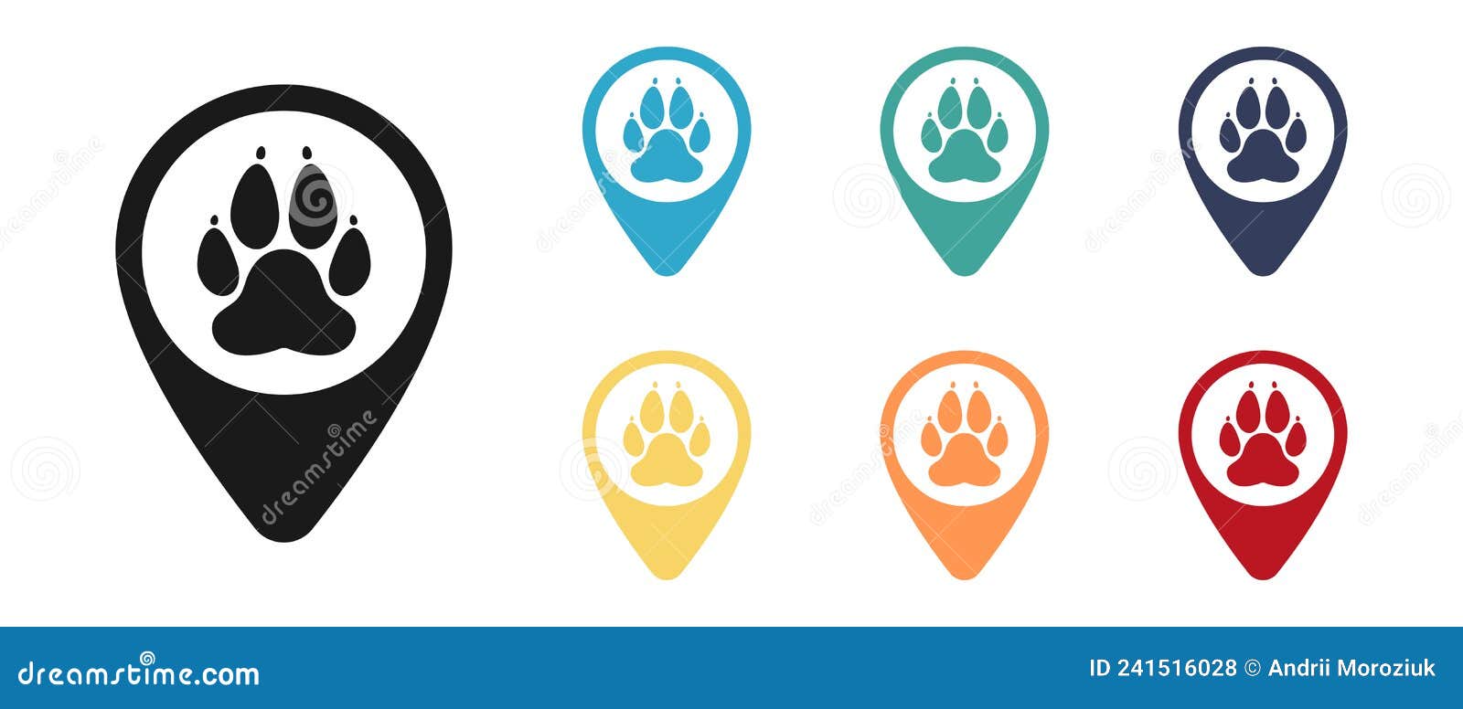 Animal Paw Icons Set. Location Vector Icon. Website Design and ...