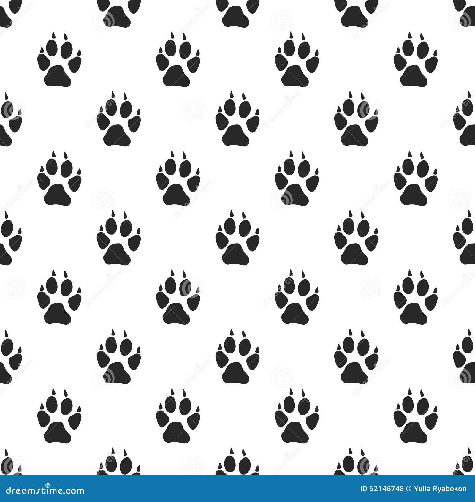 Animal Paw Seamless Pattern Stock Vector - Illustration of print ...