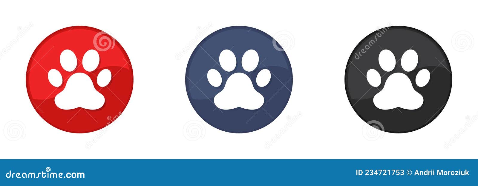 Animal Paws Icons Set. Web Design Stock Illustration - Illustration of ...