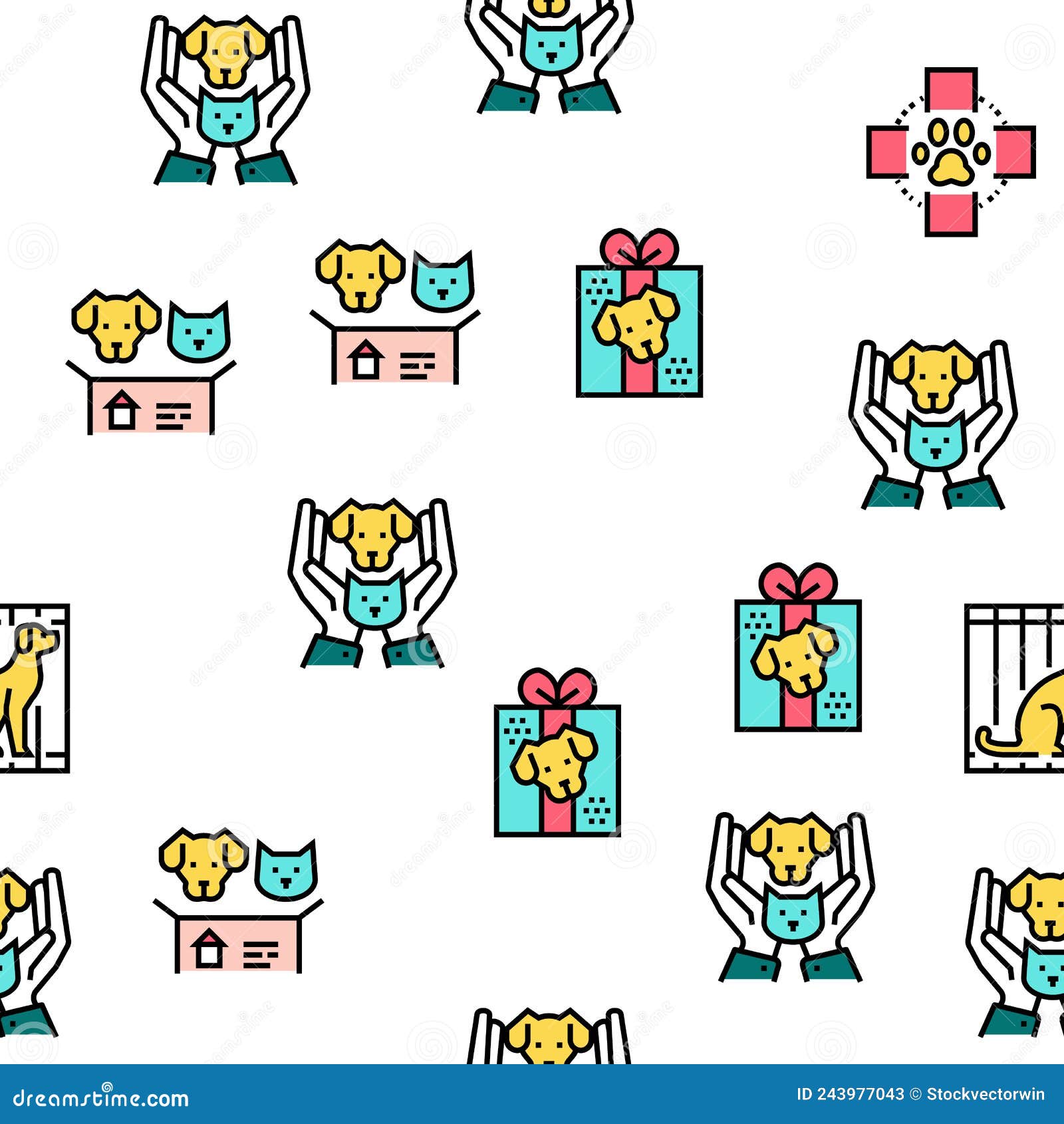 Animal Pet Shelter Vector Seamless Pattern Stock Vector - Illustration ...