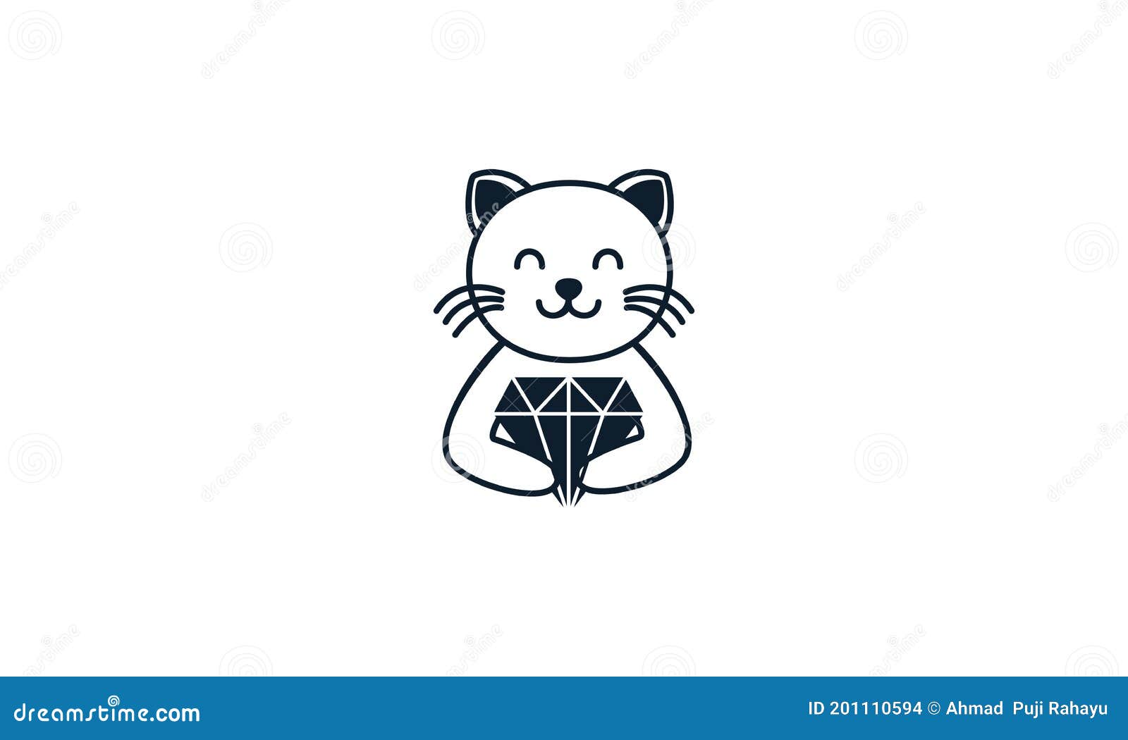 Animal Pets Cat with Diamond Lines Logo Vector Icon Design Stock Vector ...