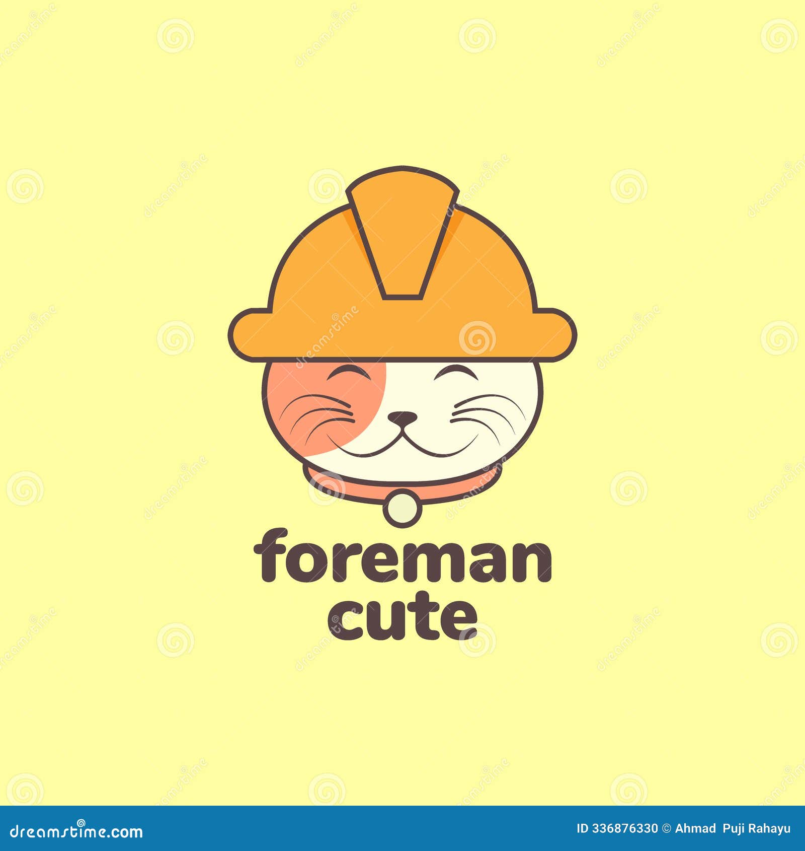Animal Pets Cat Foreman Construction Mascot Cartoon Logo Design Vector ...