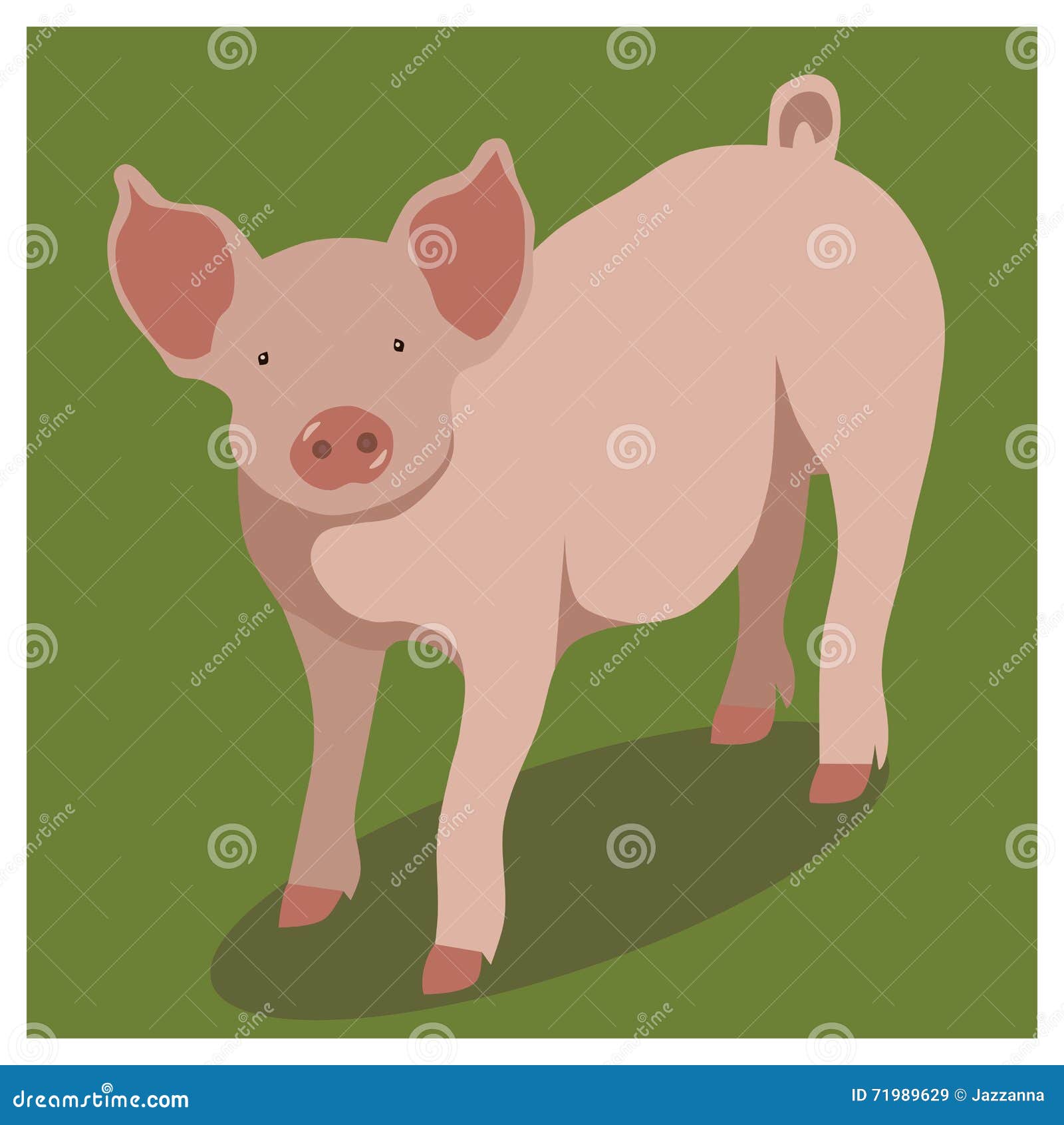 Animal pig on green stock vector. Illustration of piggy - 71989629