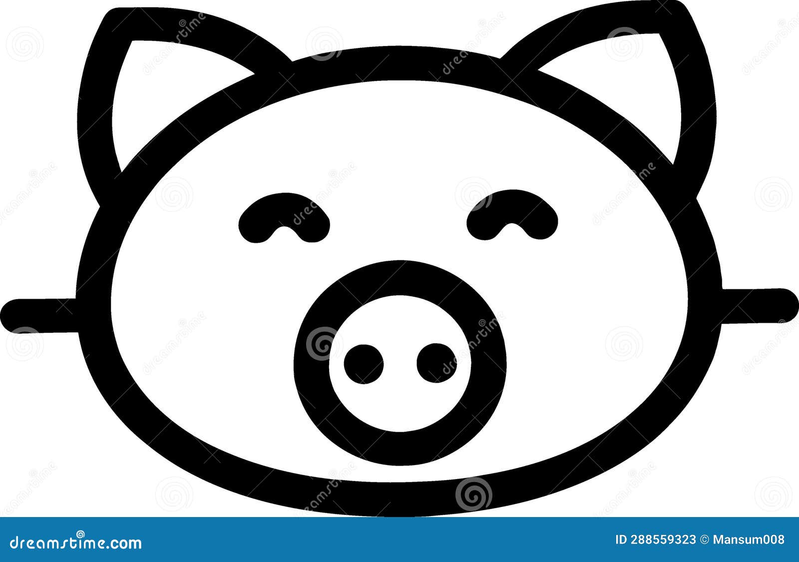 Animal Pig Icon in Outline Style Stock Illustration - Illustration of ...
