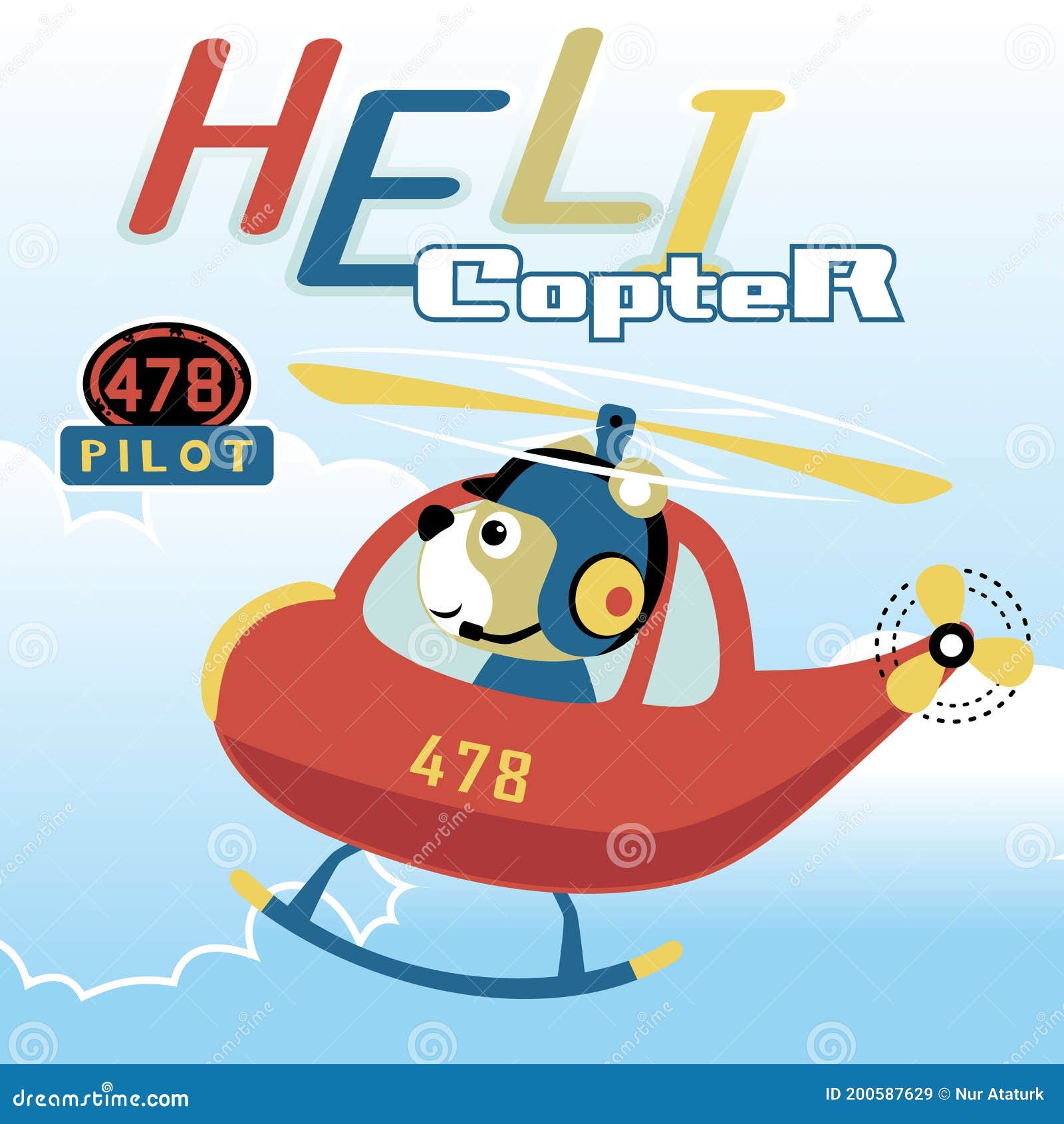Cartoon of Animal Pilot Helicopter Stock Vector - Illustration of comic ...