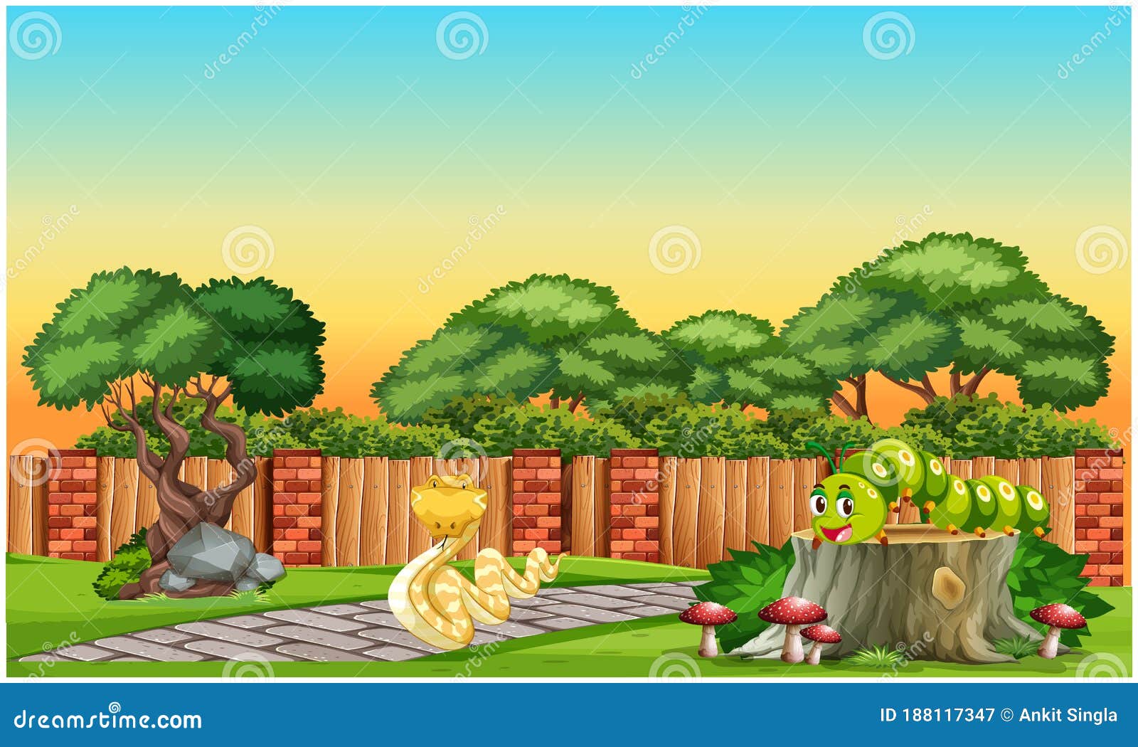 Animal are Playing in the Garden Stock Vector - Illustration of ...