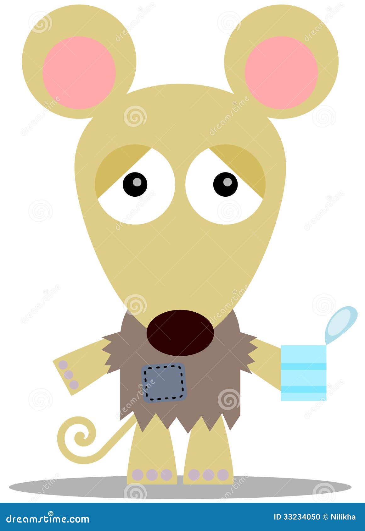 Beggar Mouse Standing And Holding His Bag With The Sad Face Cartoon ...