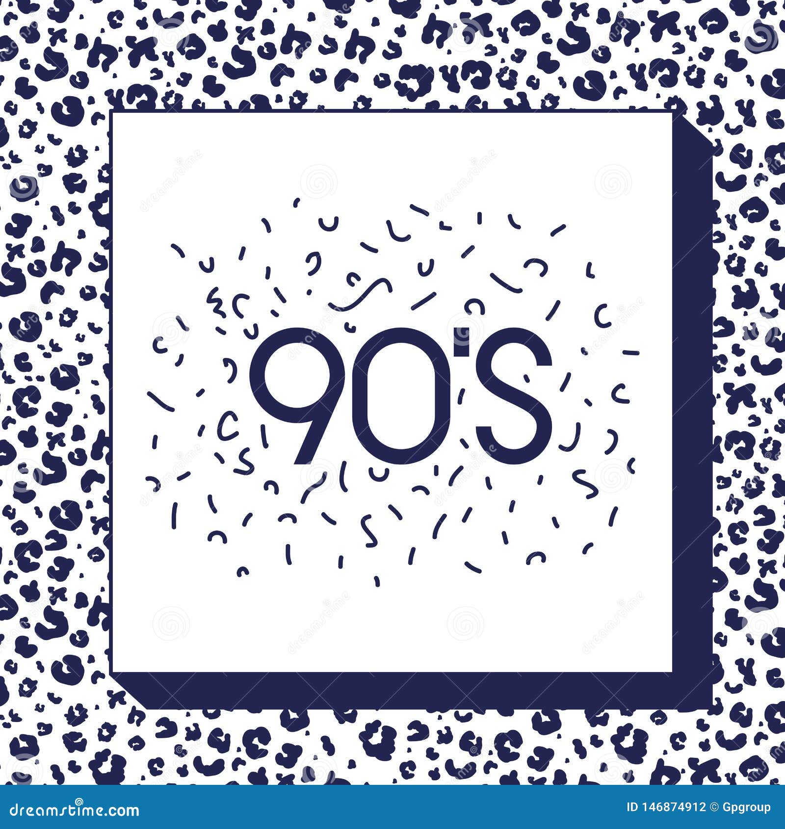 Animal Print Pattern Ninetys Style with Number 90 Stock Vector ...