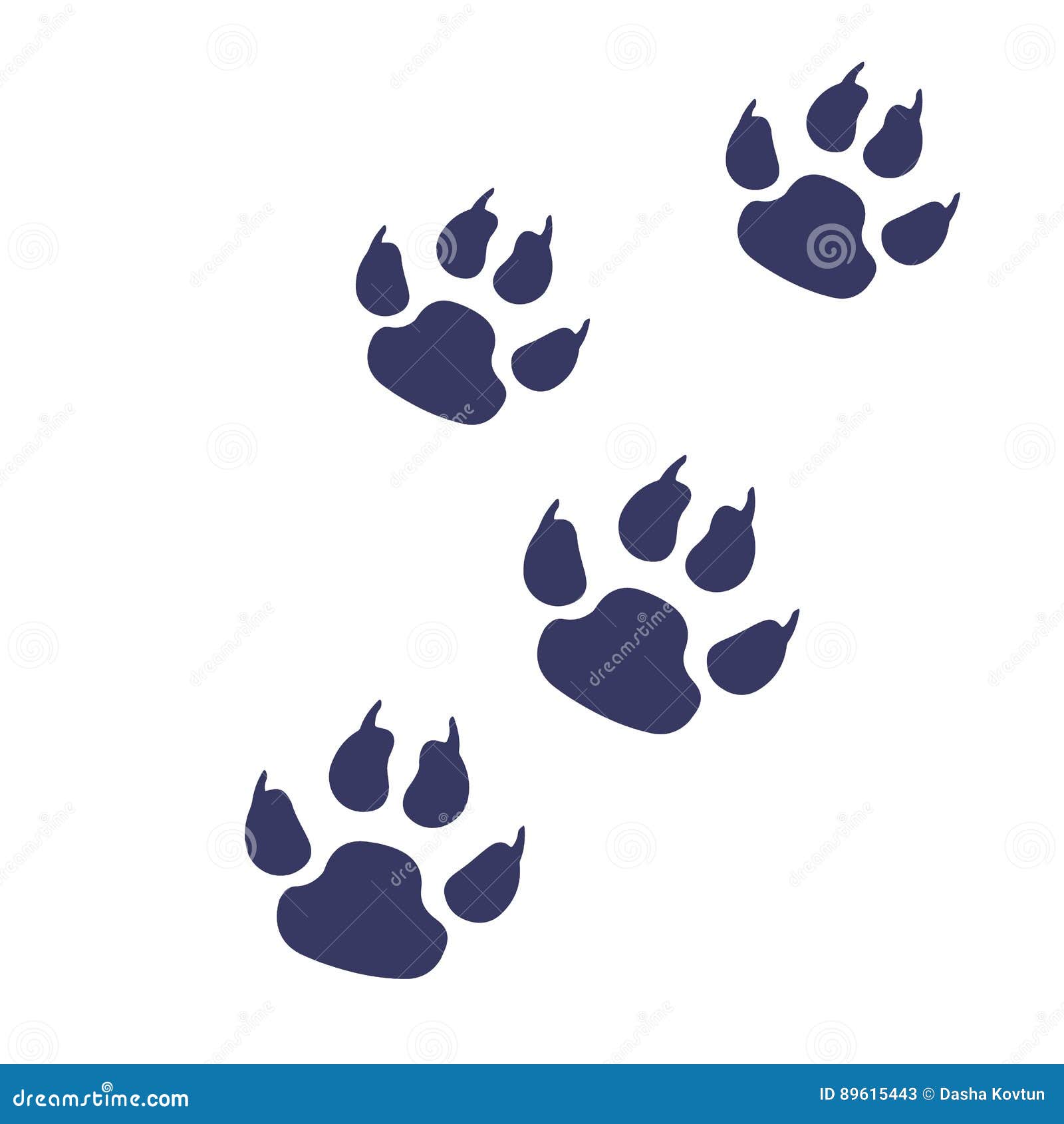 Animal Print Paw Foot Shape Stock Illustration - Illustration of claws ...