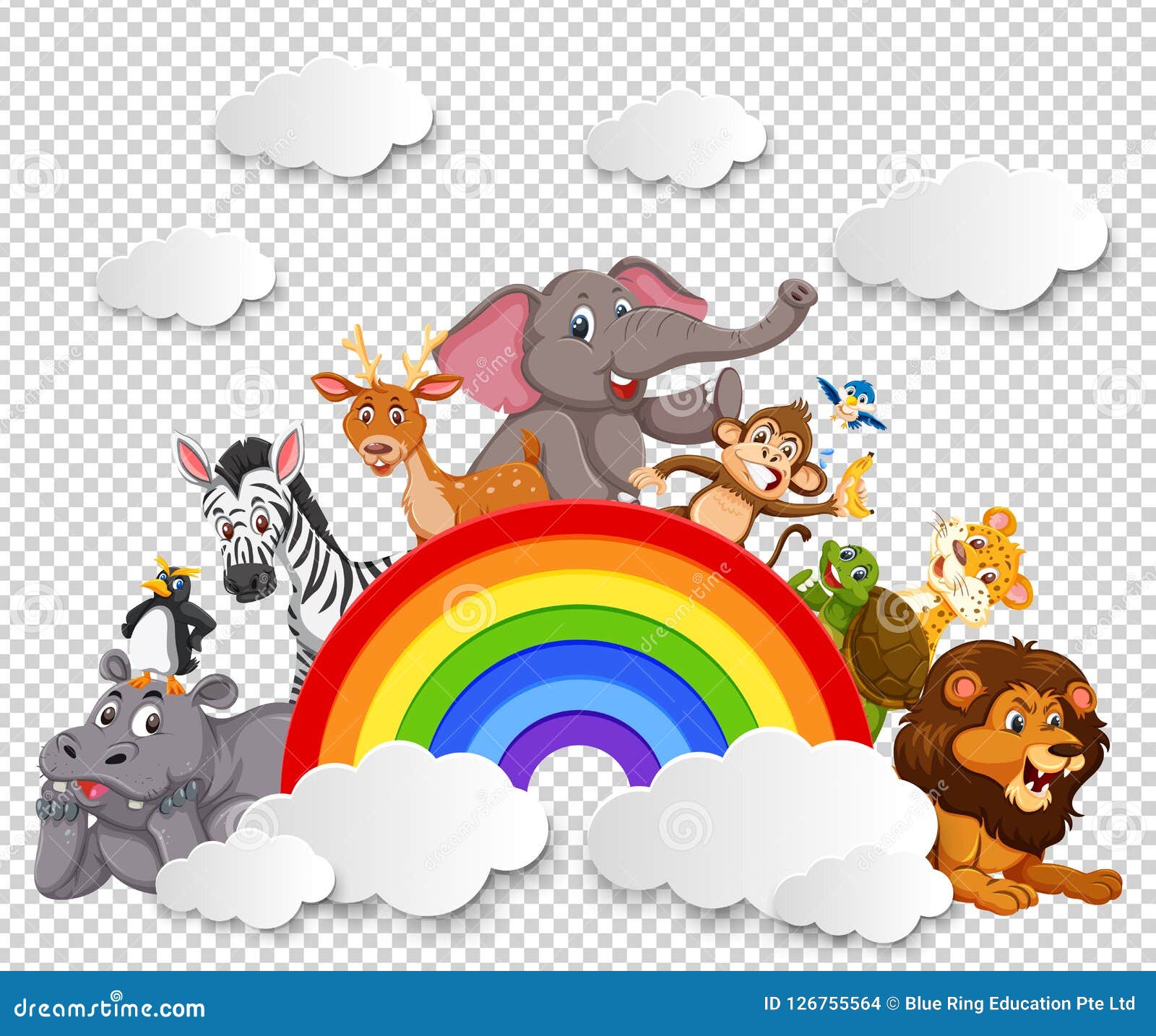 Animal on the rainbow stock vector. Illustration of wild - 126755564