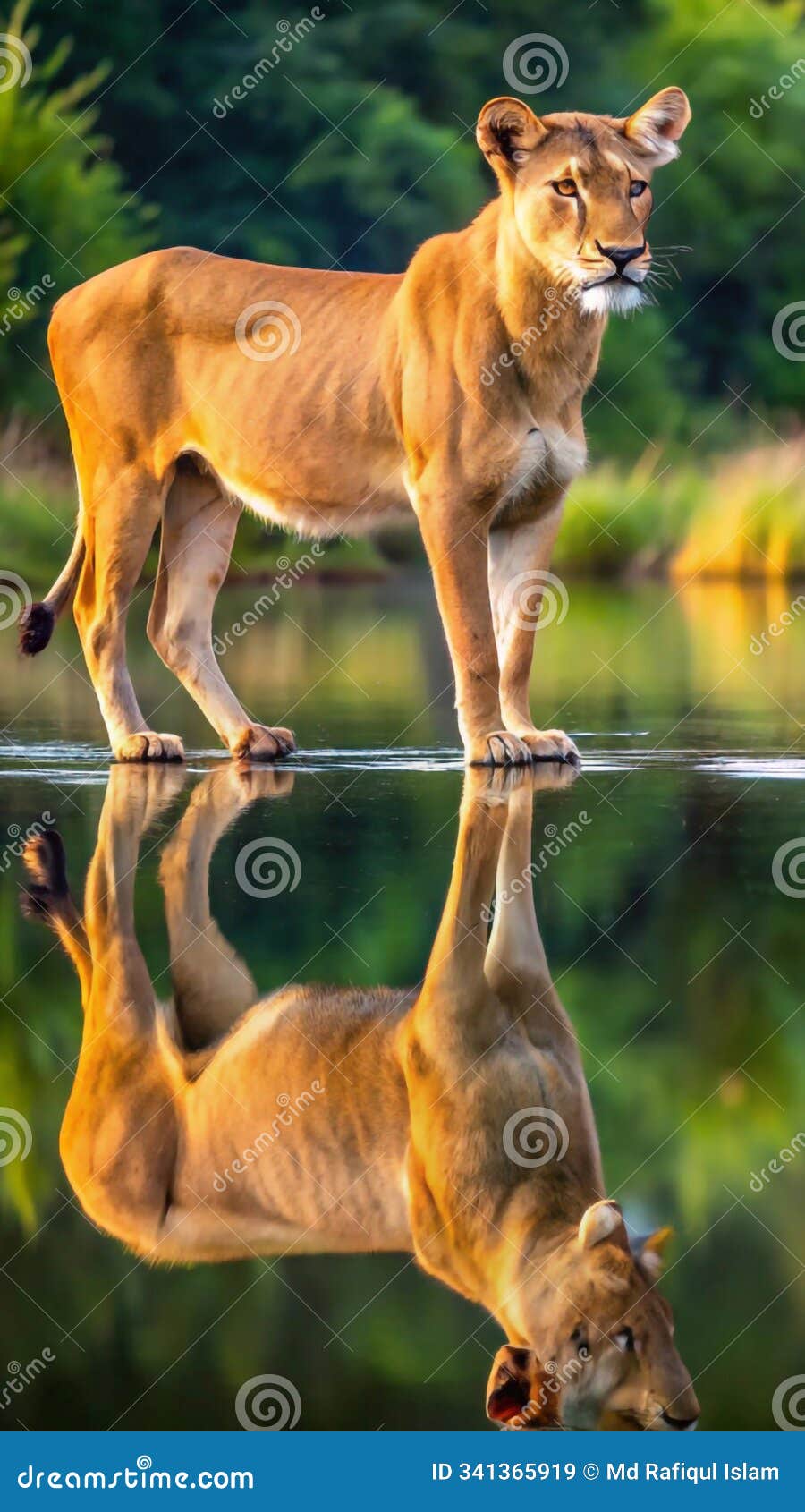 Animal Reflection in Water a Tranquil Scene. Generative AI Stock ...