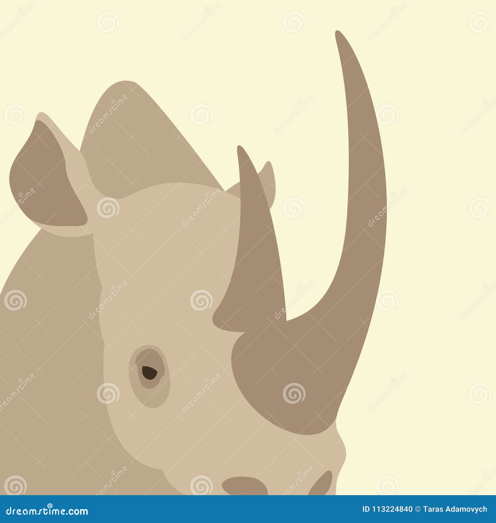 Rhino Head Face Vector Illustration Flat Style Stock Vector ...
