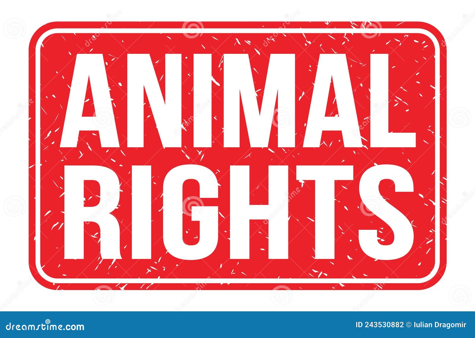 ANIMAL RIGHTS, Words on Red Rectangle Stamp Sign Stock Illustration ...