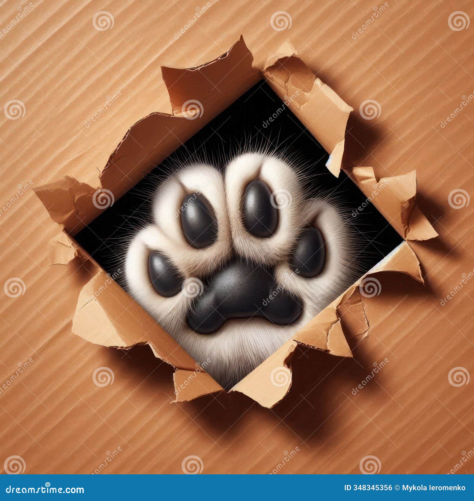 The Animal S Paw Peeks through the Cardboard. Stock Photo - Image of ...