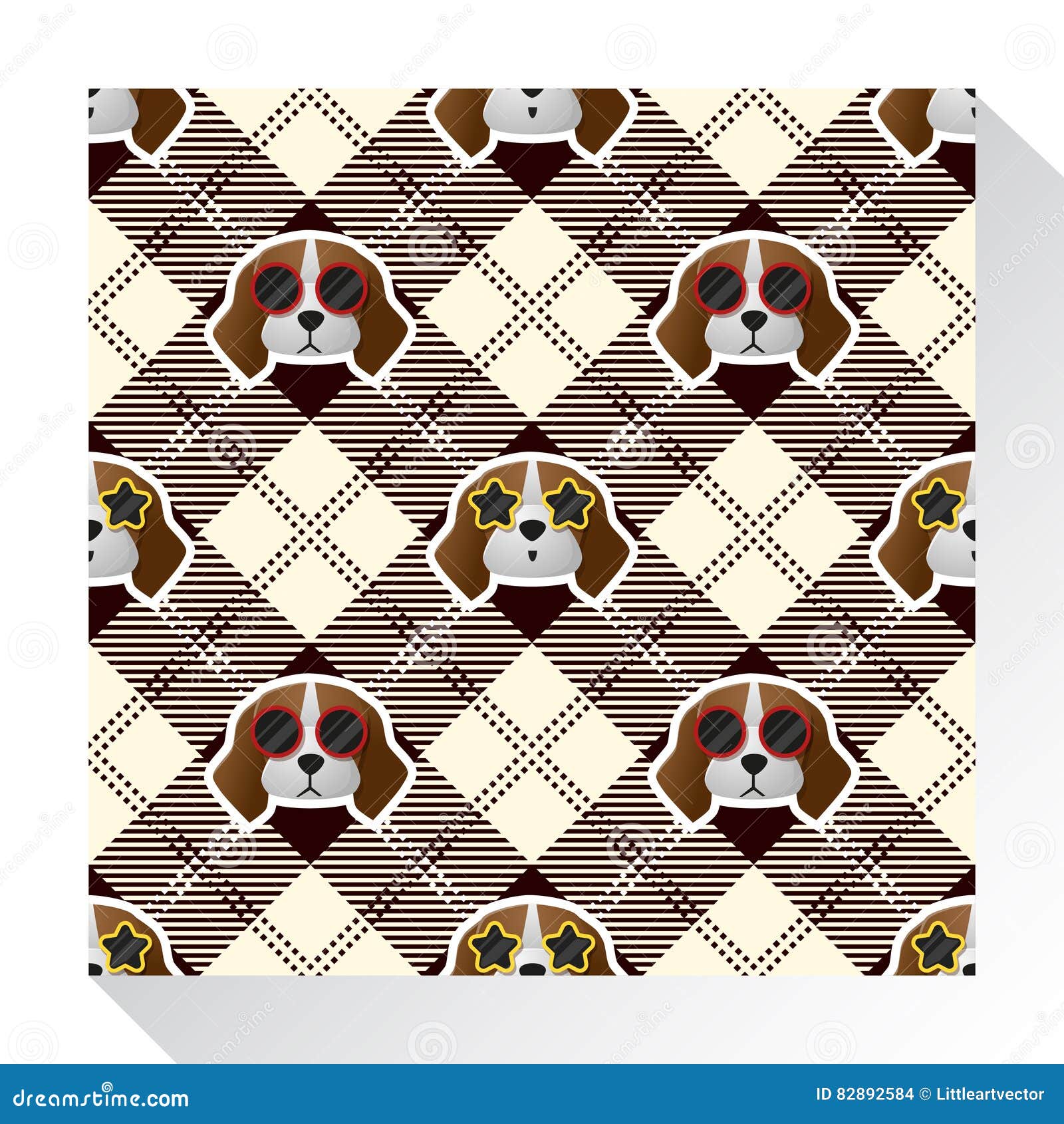 Animal Seamless Pattern Collection with Beagle Dog Stock Vector ...