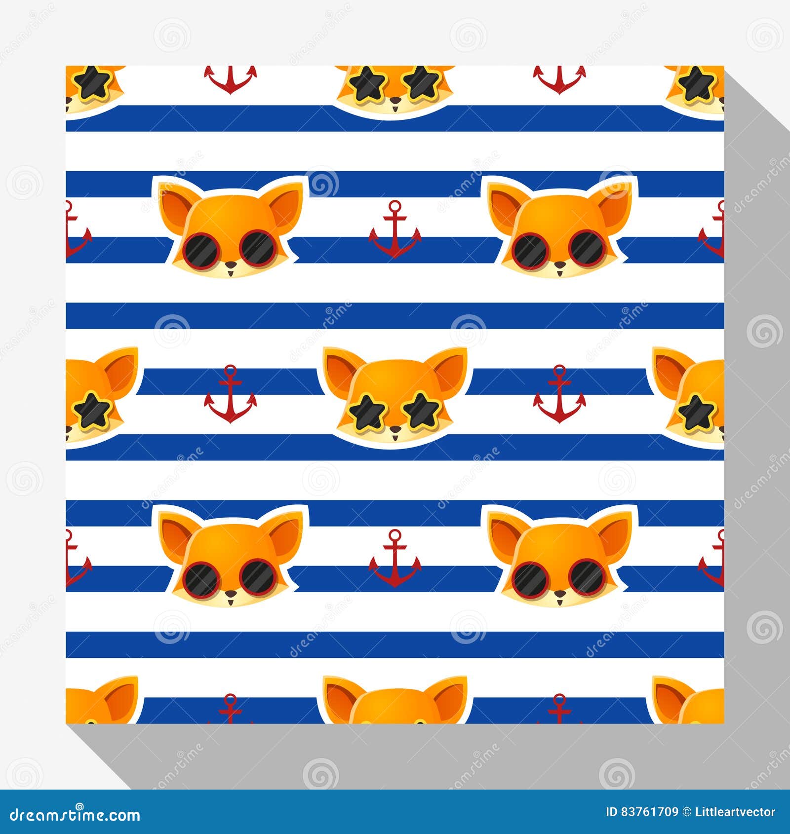 Animal Seamless Pattern Collection with Fox Stock Vector - Illustration ...