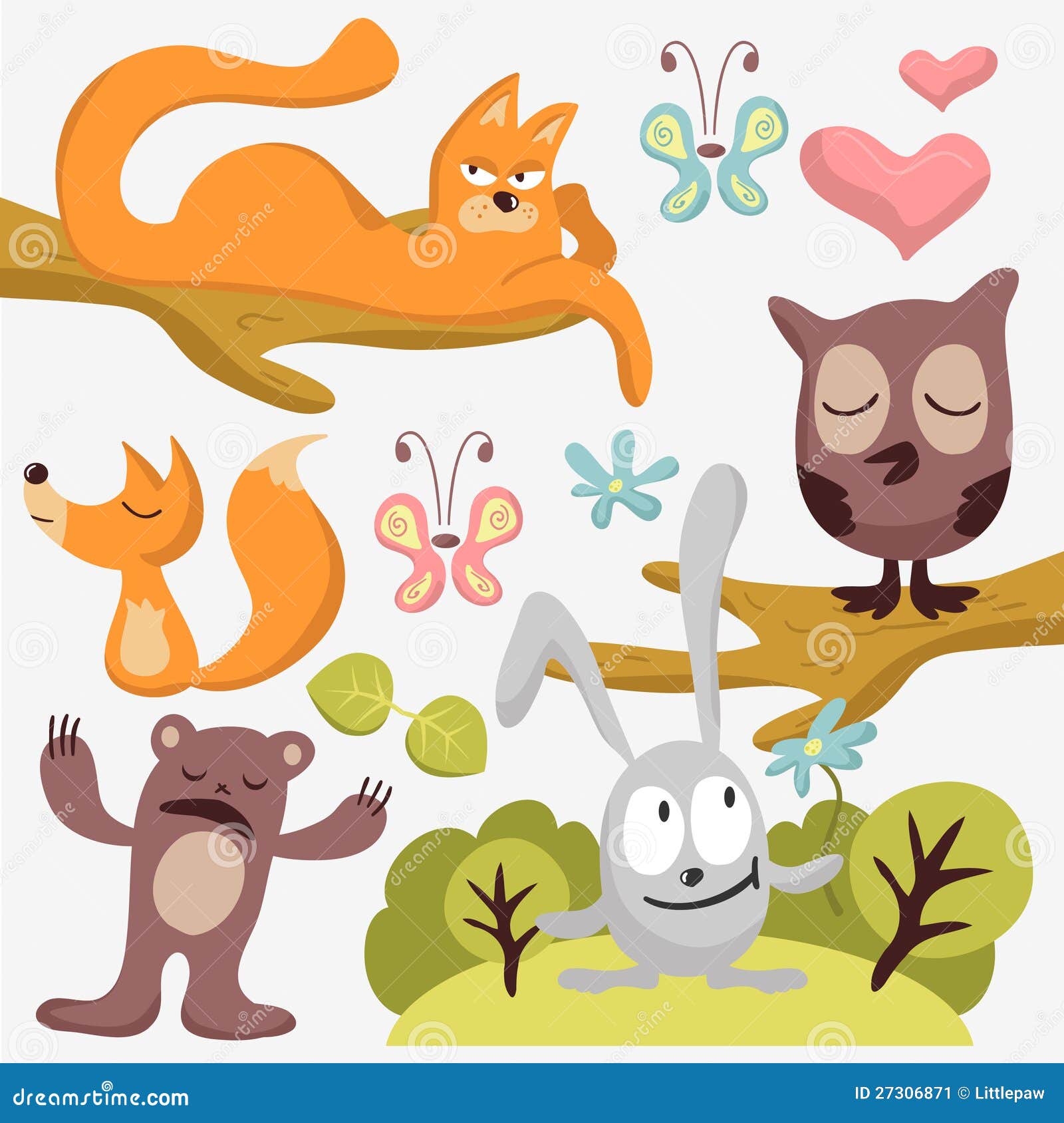 Animal set stock vector. Illustration of romantic, butterfly - 27306871