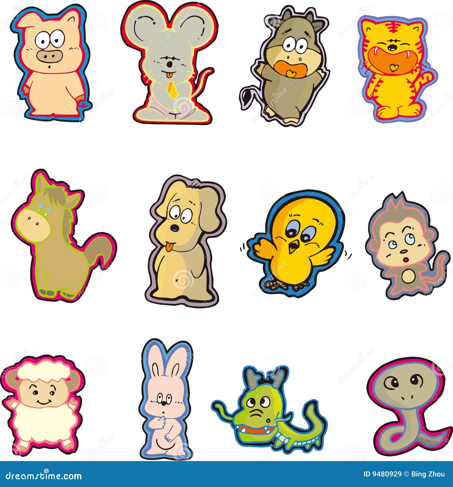 Animal set eight stock illustration. Illustration of abstract - 9480929