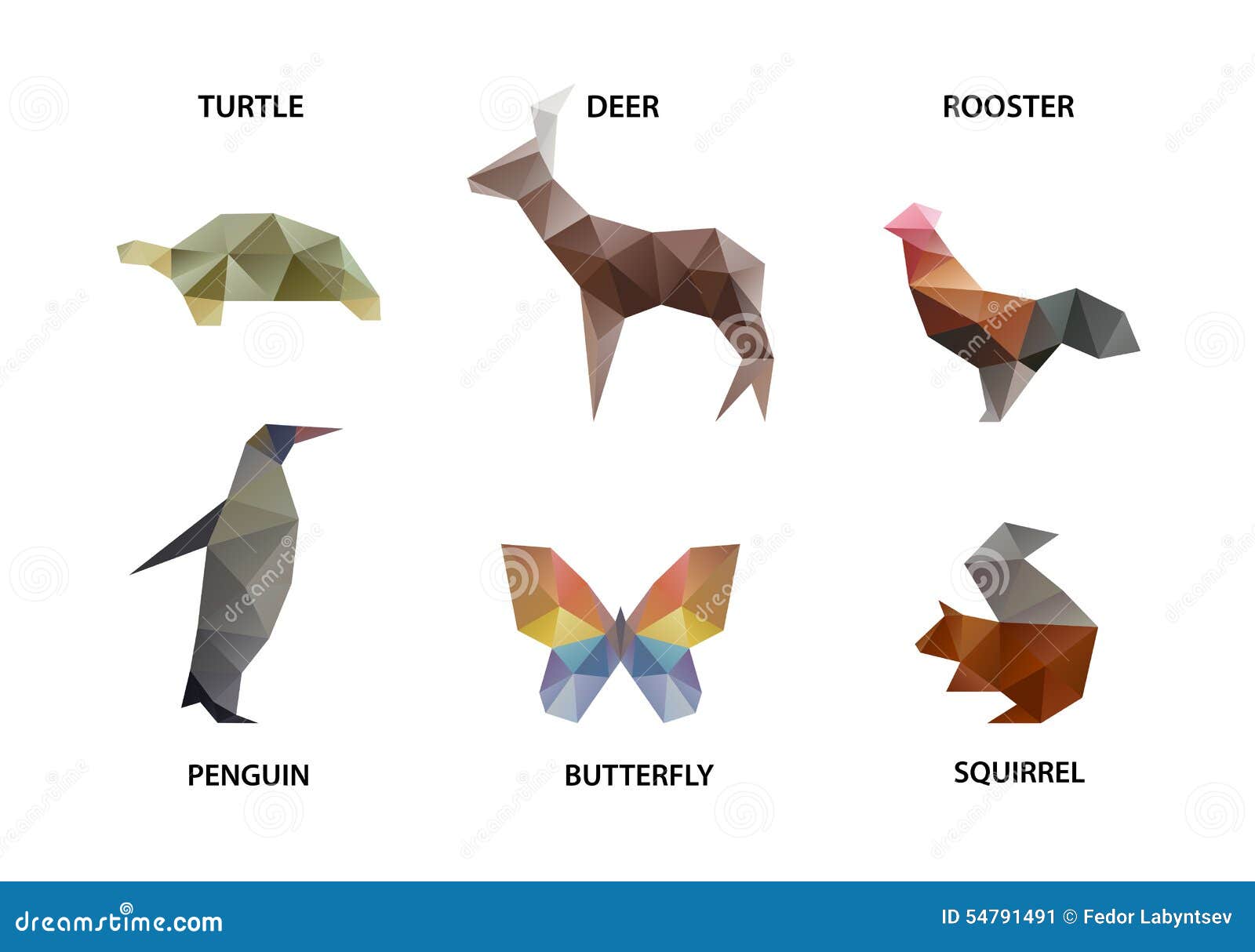 Animal set of polygons stock vector. Illustration of green - 54791491