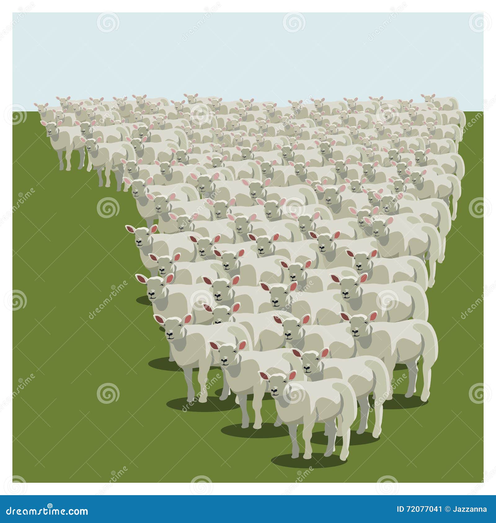 Animal sheep herd queuing stock illustration. Illustration of animals ...
