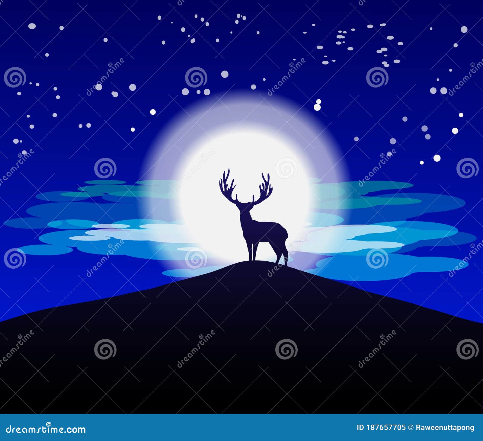 Animal Silhouette Moonlight in Nature Stock Vector - Illustration of ...