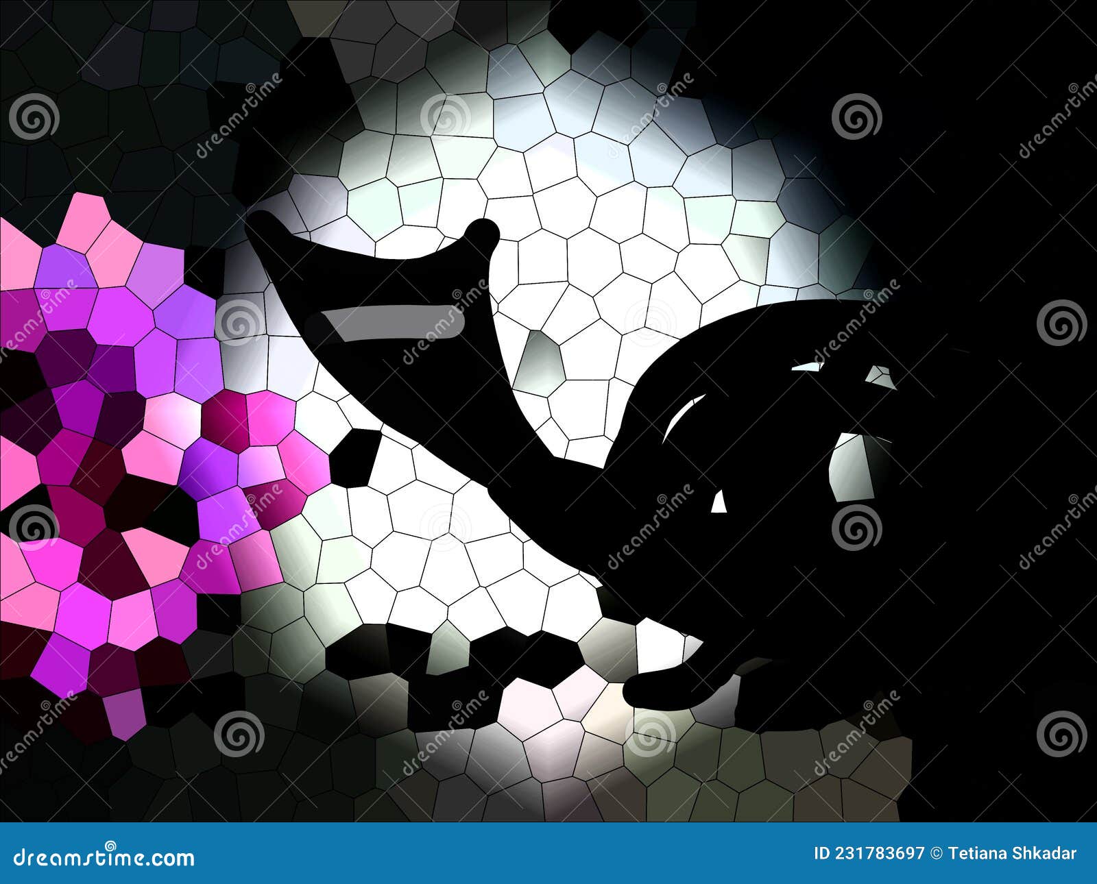 Animal Silhouettes Colored Geometric Pattern, Figures As Separate ...