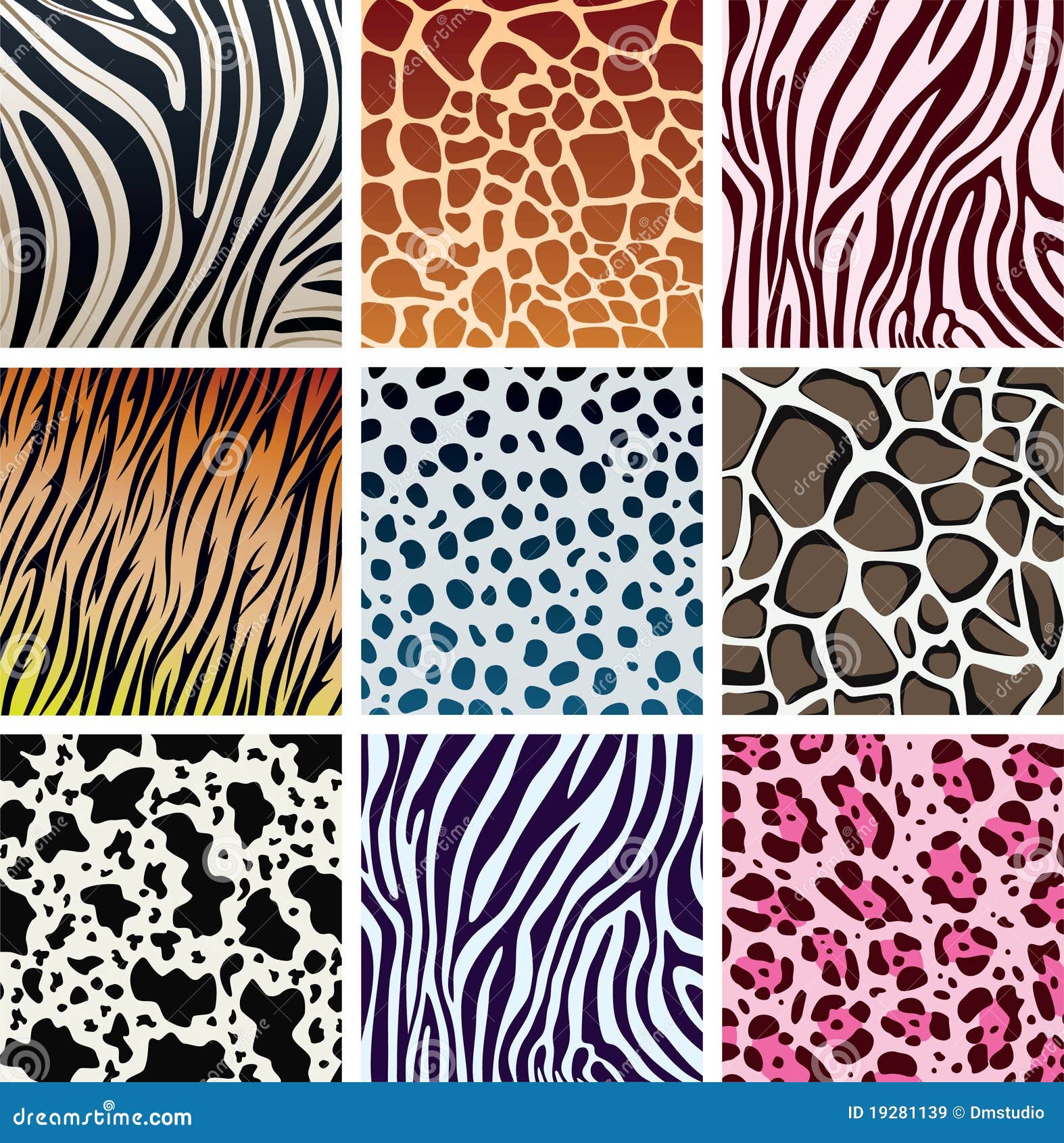 Animal Skin Hand Drawn Texture, Vector Seamless Pattern Set, Sketch ...
