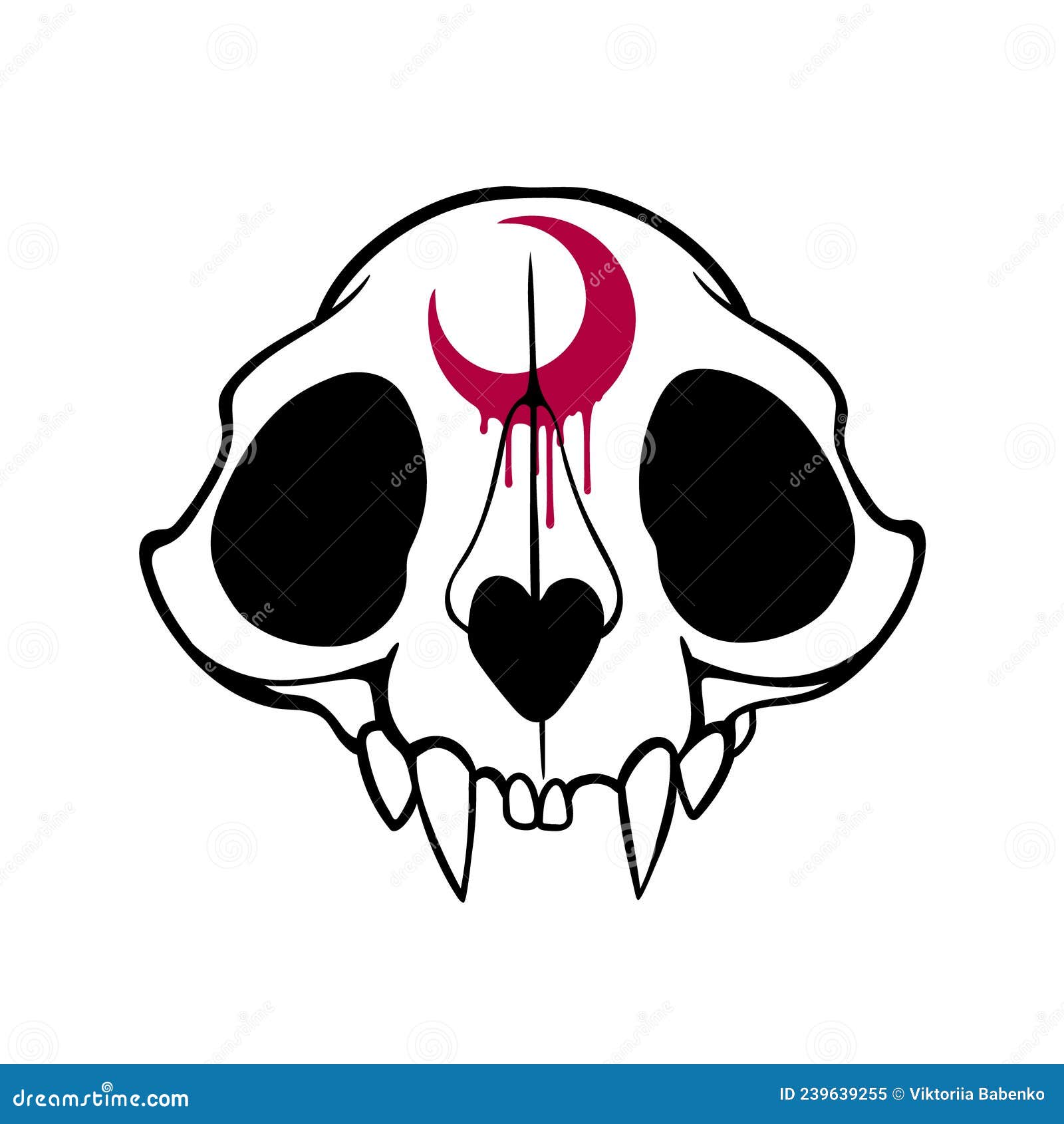 Animal Skull with Moon on Forehead Stock Vector - Illustration of ghost ...