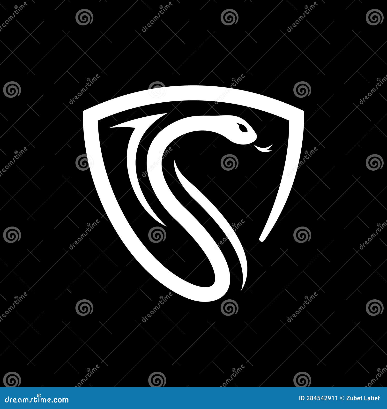 Animal Snake Shield Logo Design Template Vector, on Black Background ...